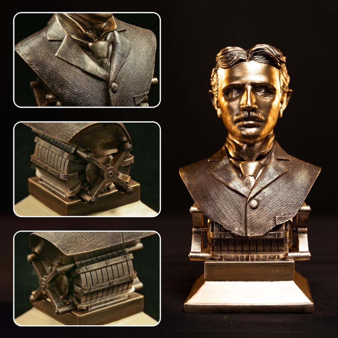 NIKOLA TESLA Bust Statue Figurine Sculpture Legendary Inventor With AC ...