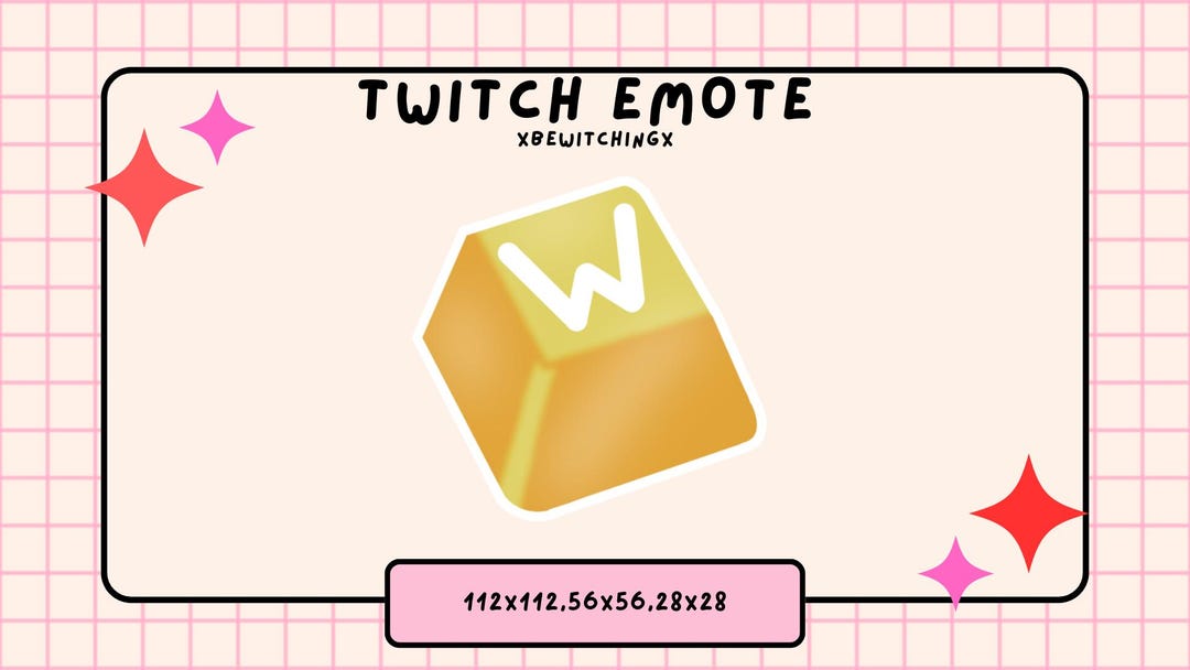 Yellow W Key Emote | Twitch Emote - Etsy