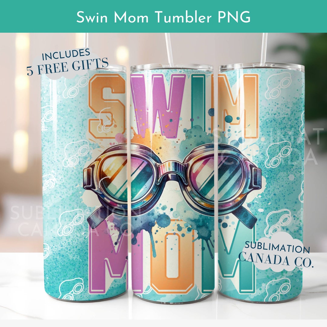Swim Mom Tumbler Wrap Png 20 Oz Swimming Mama Gift Tumbler Wrap Digital ...