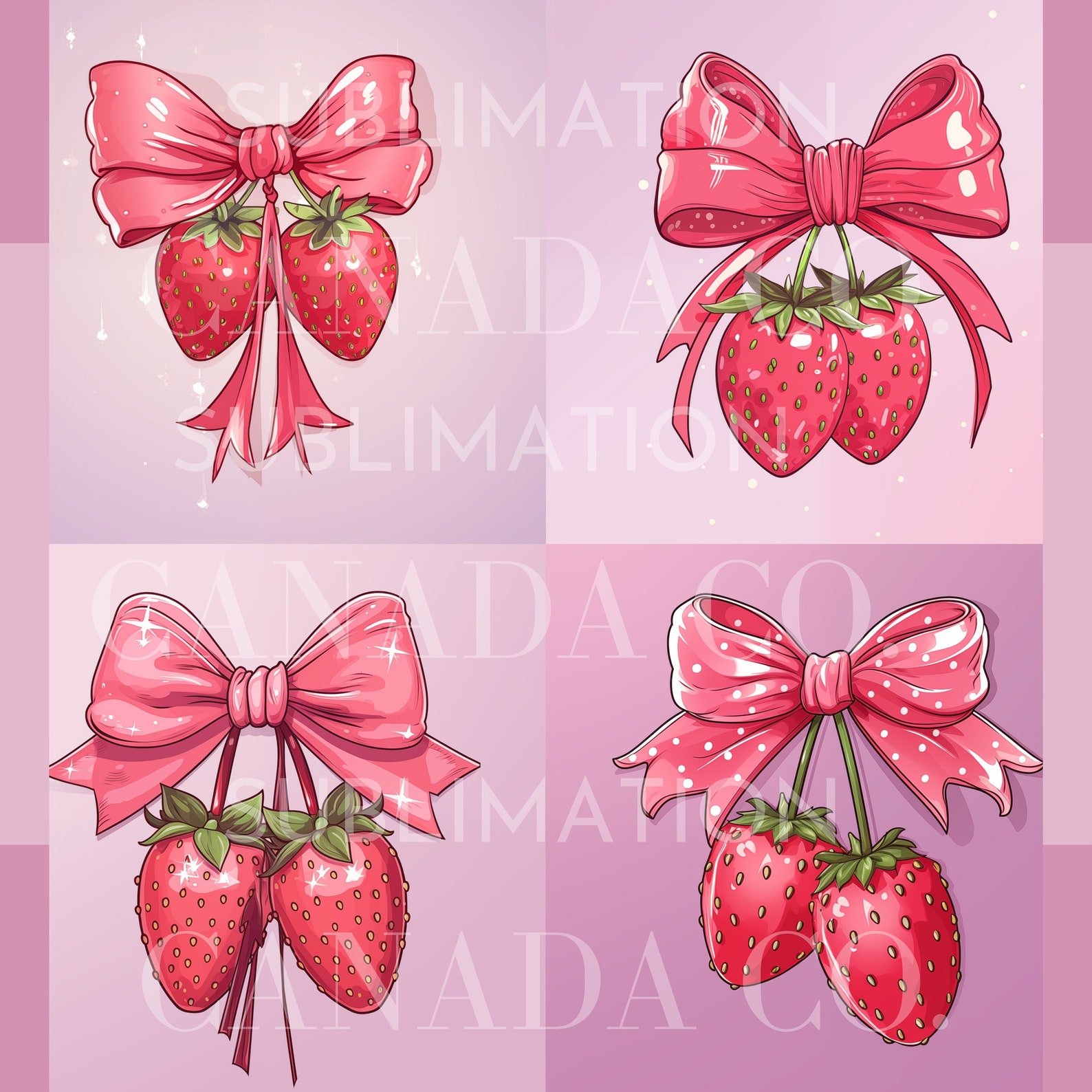 Coquette Strawberry PNG Bundle, Coquette Strawberry PNG, Cottage Core ...