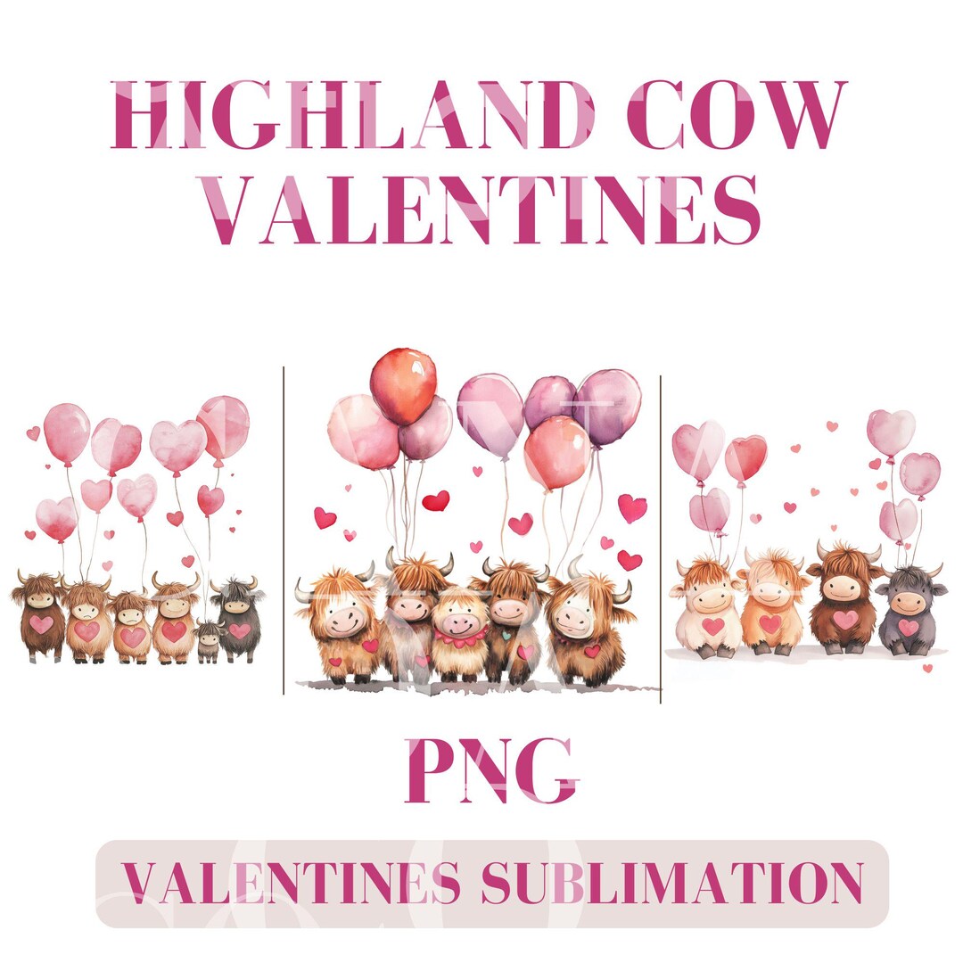 Valentines Highland Cow Png, Highland Cow Valentines,cute Highland Cow ...