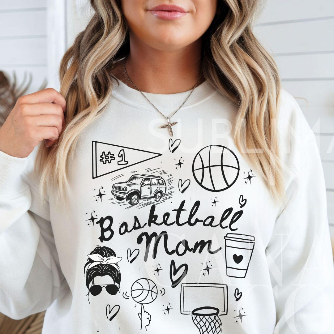 Basketball Mom PNG, Doodle Hand Drawn Basketball Png, Basketball Net ...