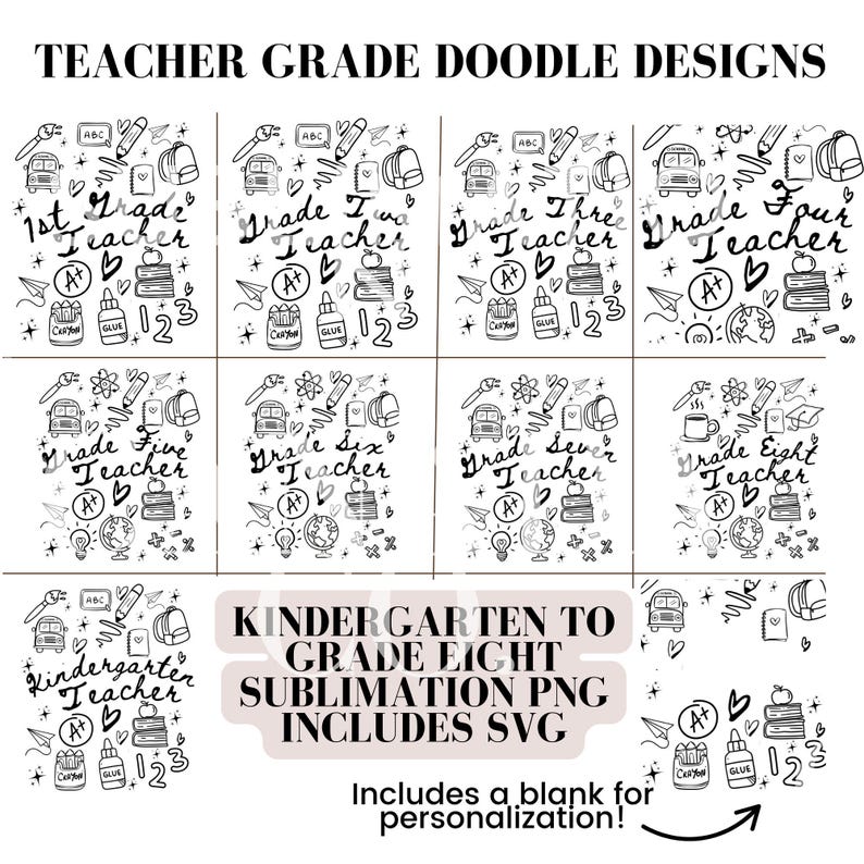 Doodle Design Teacher Grade 1 Png Elementary School Teacher Shirt Svg ...