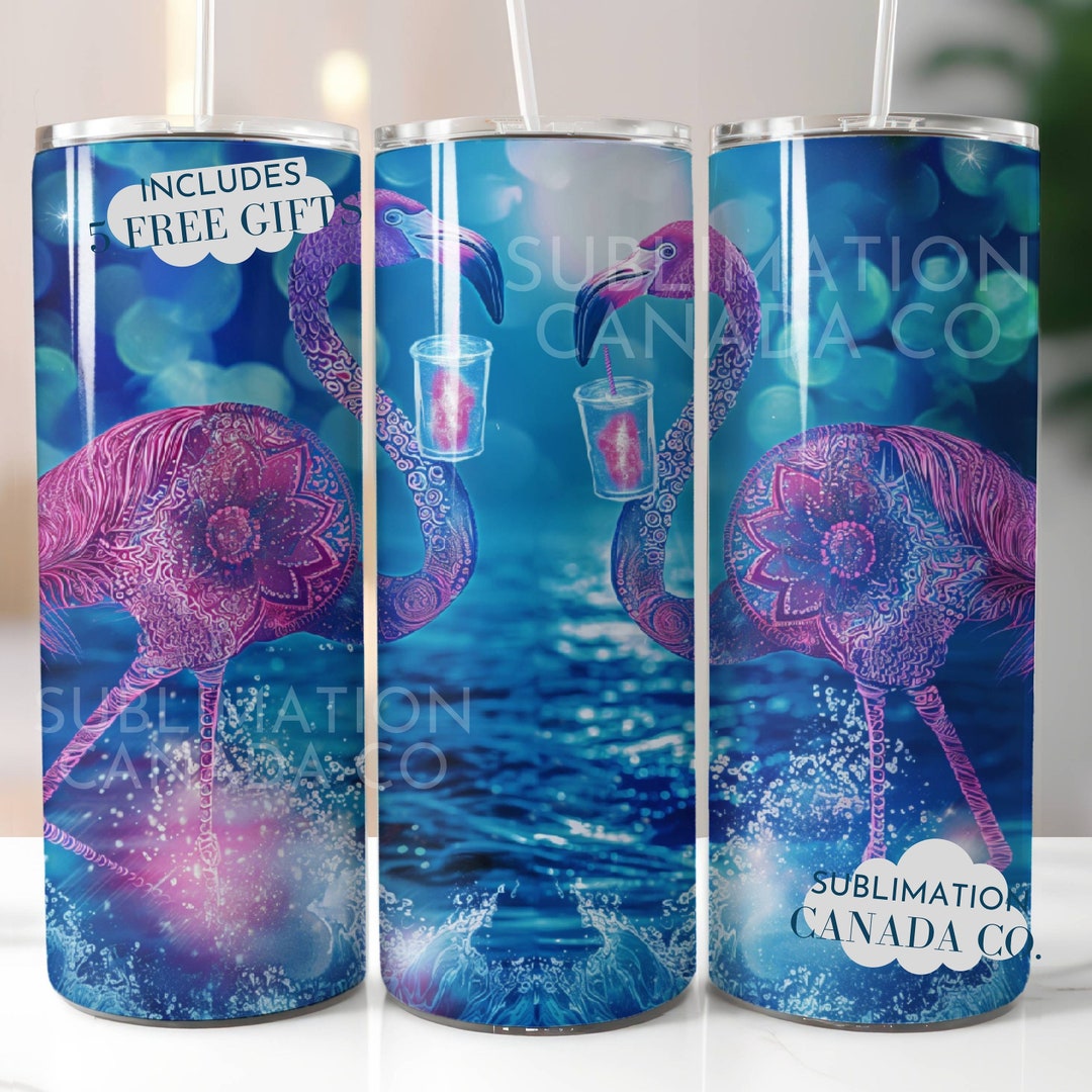 Flamingo Wraps 20 Oz Tumbler Png Beach and Ocean Tumbler Wraps Tropical ...