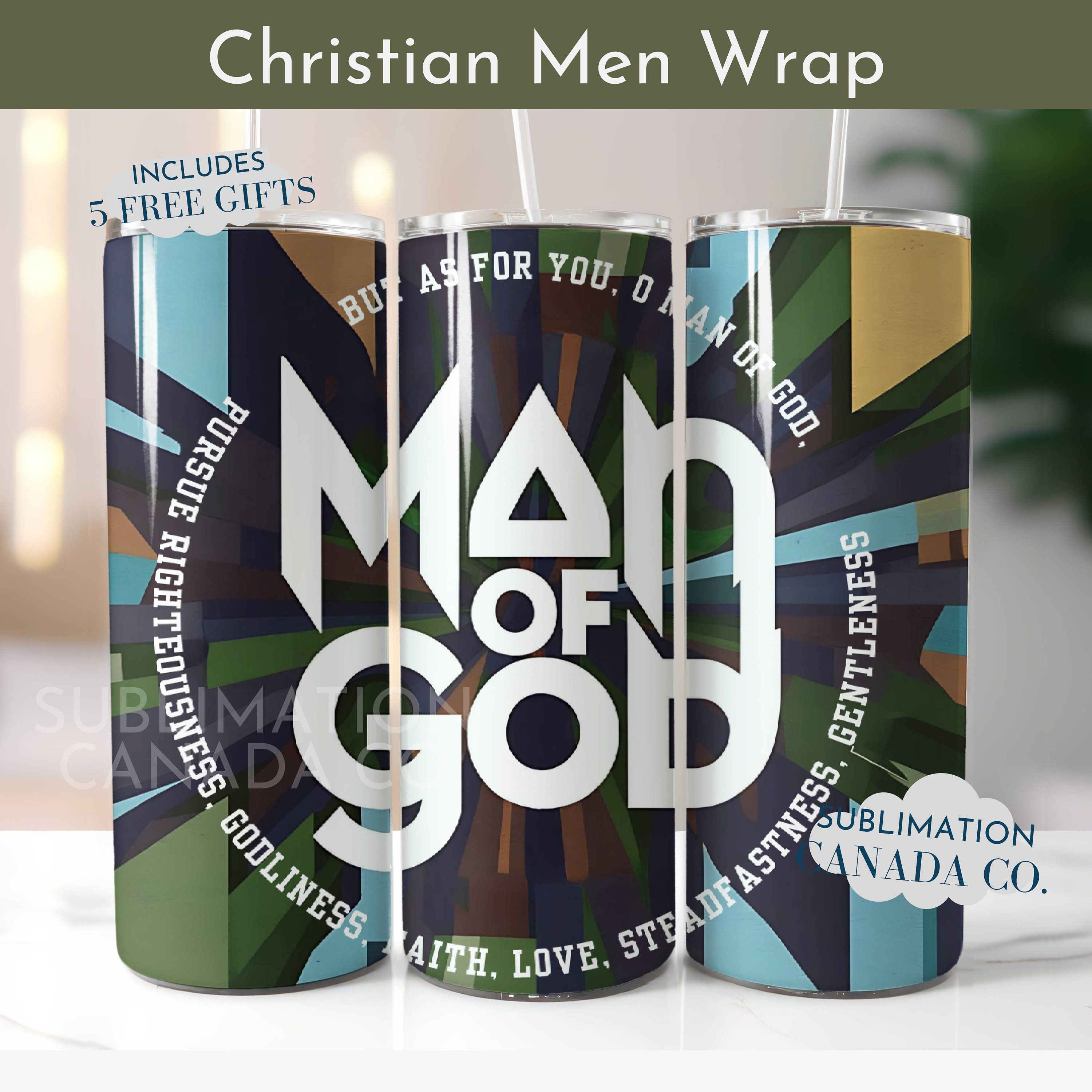 Christian Men Tumbler Wrap Png 20 Oz Christian Tumbler Wrap Digital ...