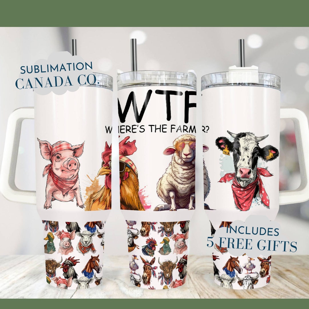 WTF Funny Farm Animal 40 Oz Tumbler Wrap,40 Oz Wrap Farmer Sublimation ...