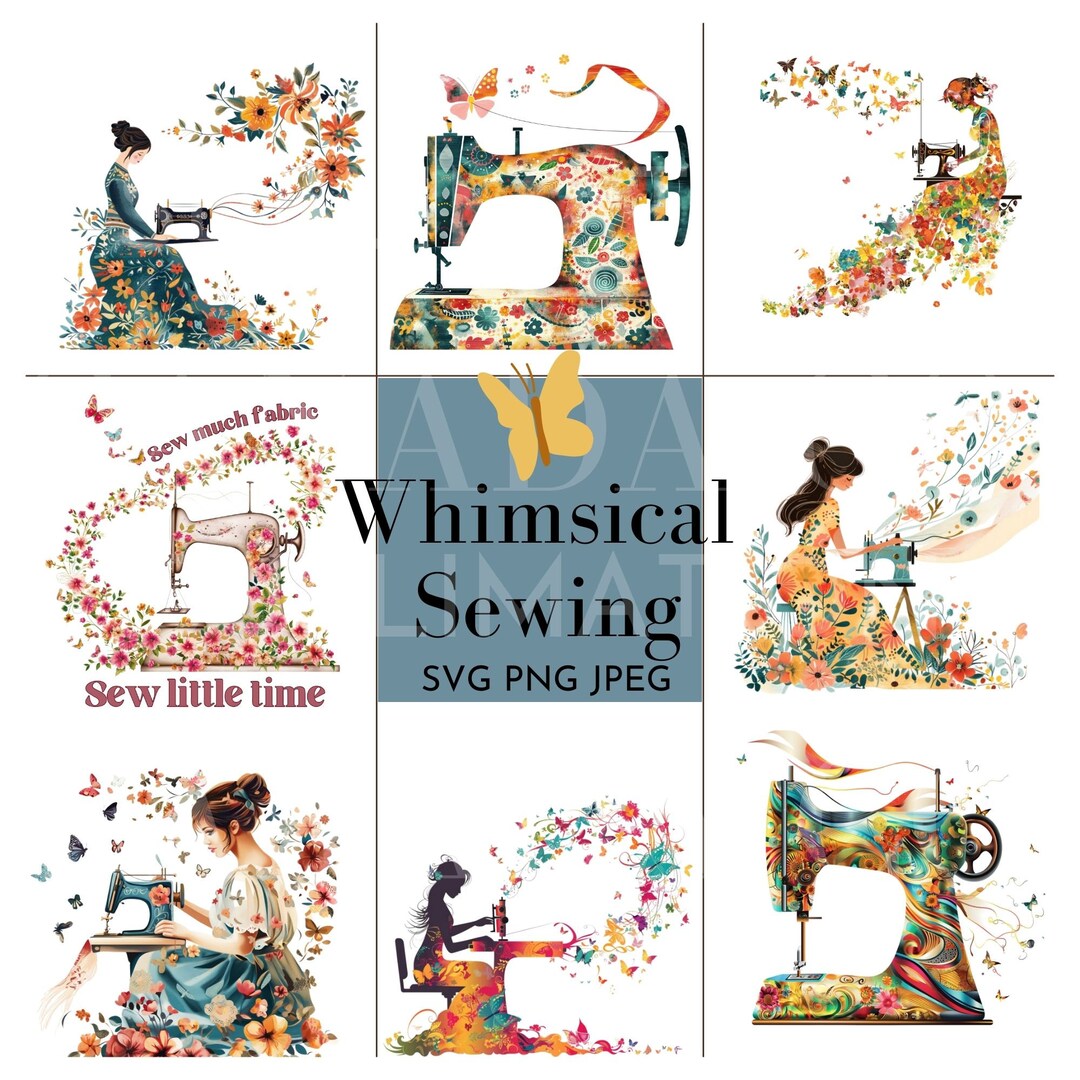 Whimsical Floral Sewing Clipart Quilting Png Floral Sewing SVG PNG ...