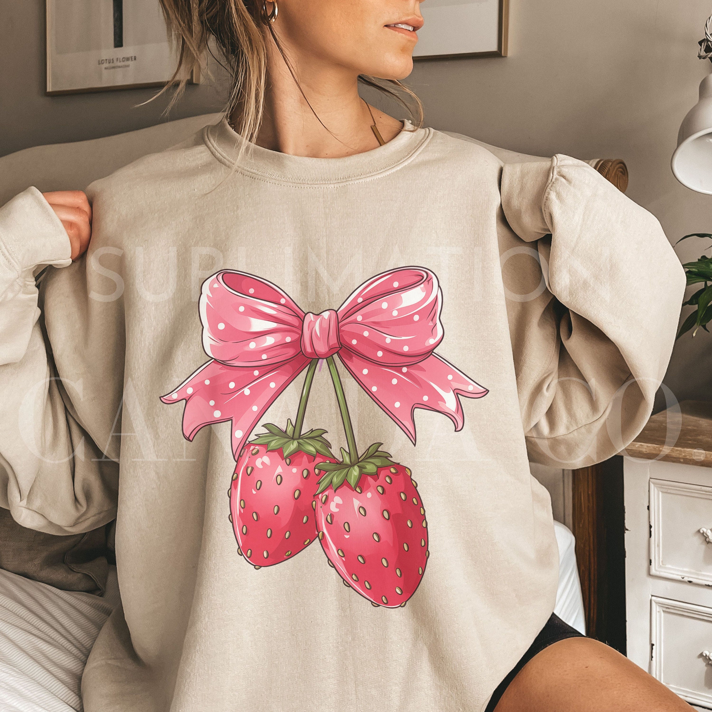 Coquette Strawberry PNG Bundle, Coquette Strawberry PNG, Cottage Core ...