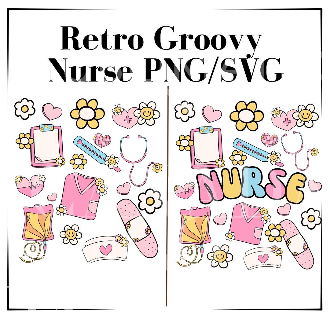 Retro Groovy Nurse Doodle Art Design, Flower Power Nurse,fun Nurse ...