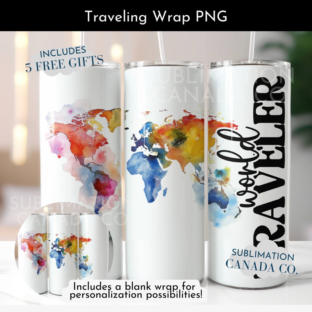 World Map Wrap Png 20 Oz Personalizable Traveler Wrap Png World ...