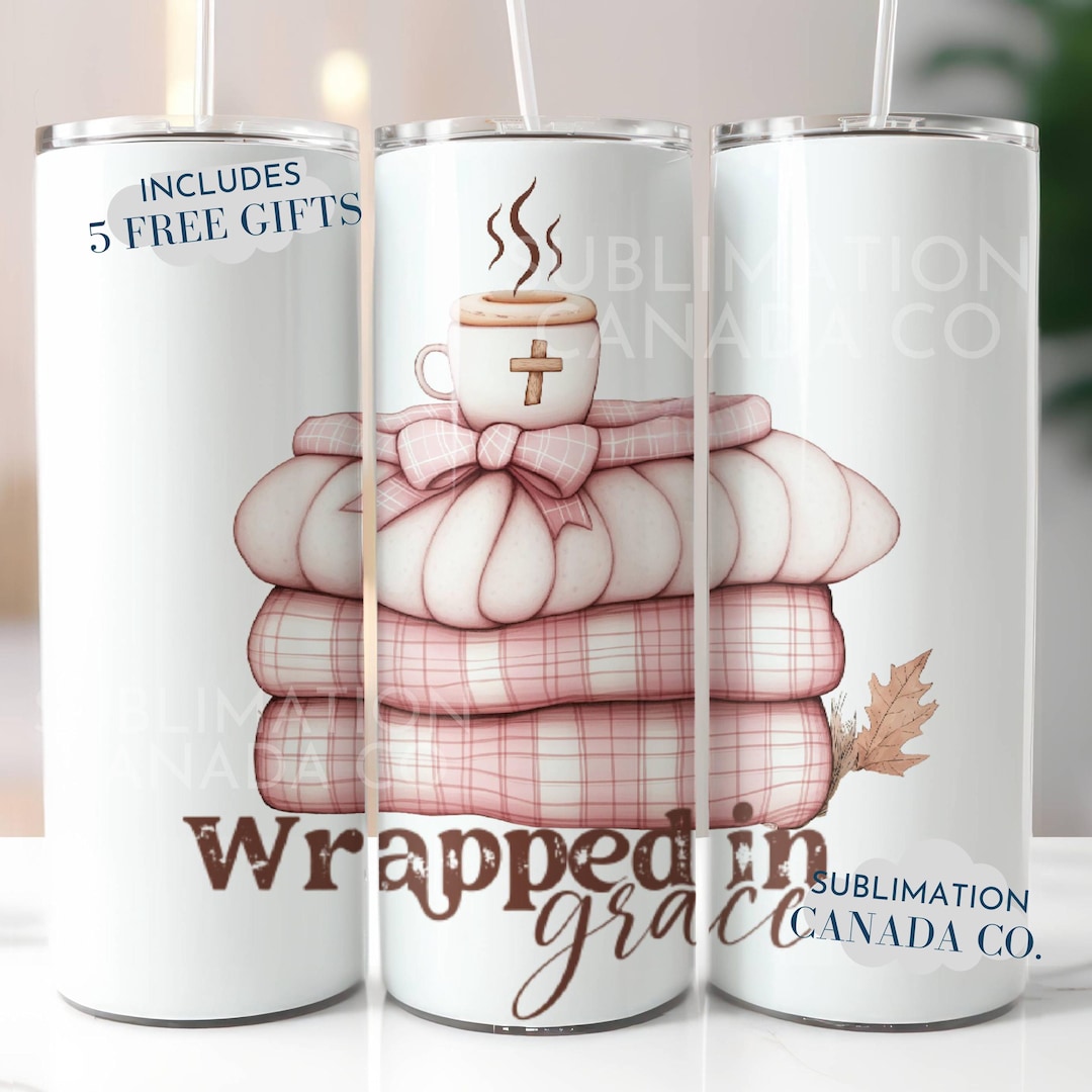 Fall Christian Bible Verse Tumbler Wrap Coquette Wrapped in Grace 20 Oz ...