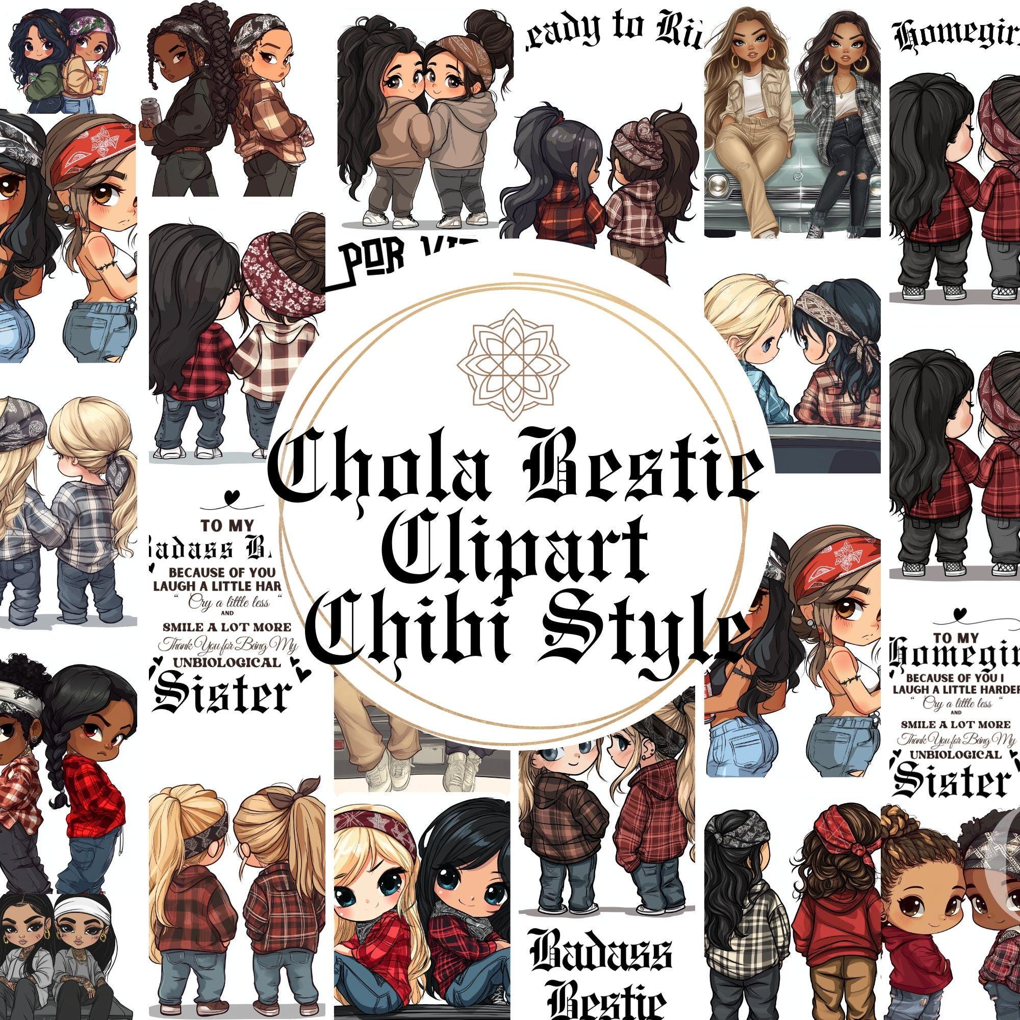 Bestie Clipart Png, Chola Chibi Style Best Friend Clipart UV DTF Badass ...