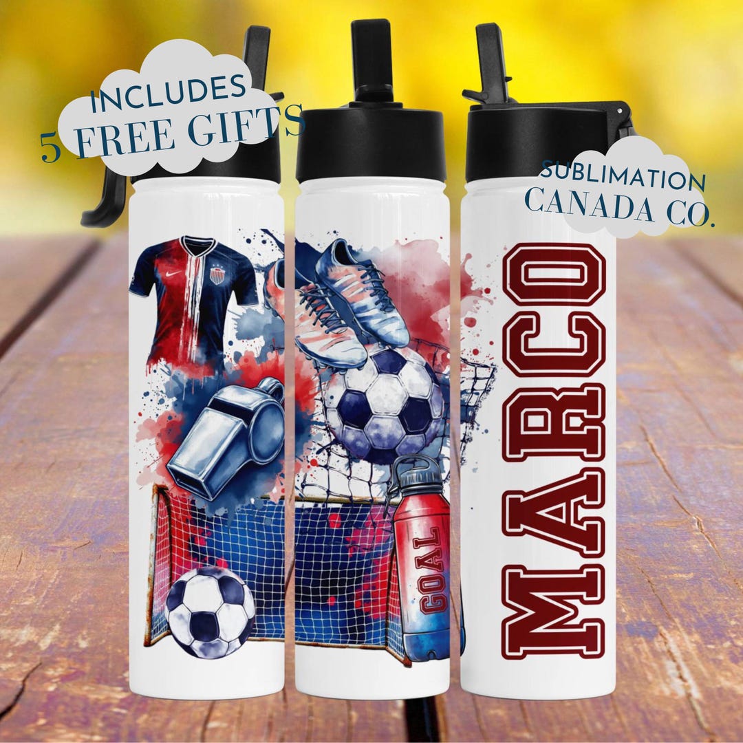 Soccer 25 Oz Hydro Sport Wrap,20 Oz Wrap Personalziable Water Bottle ...