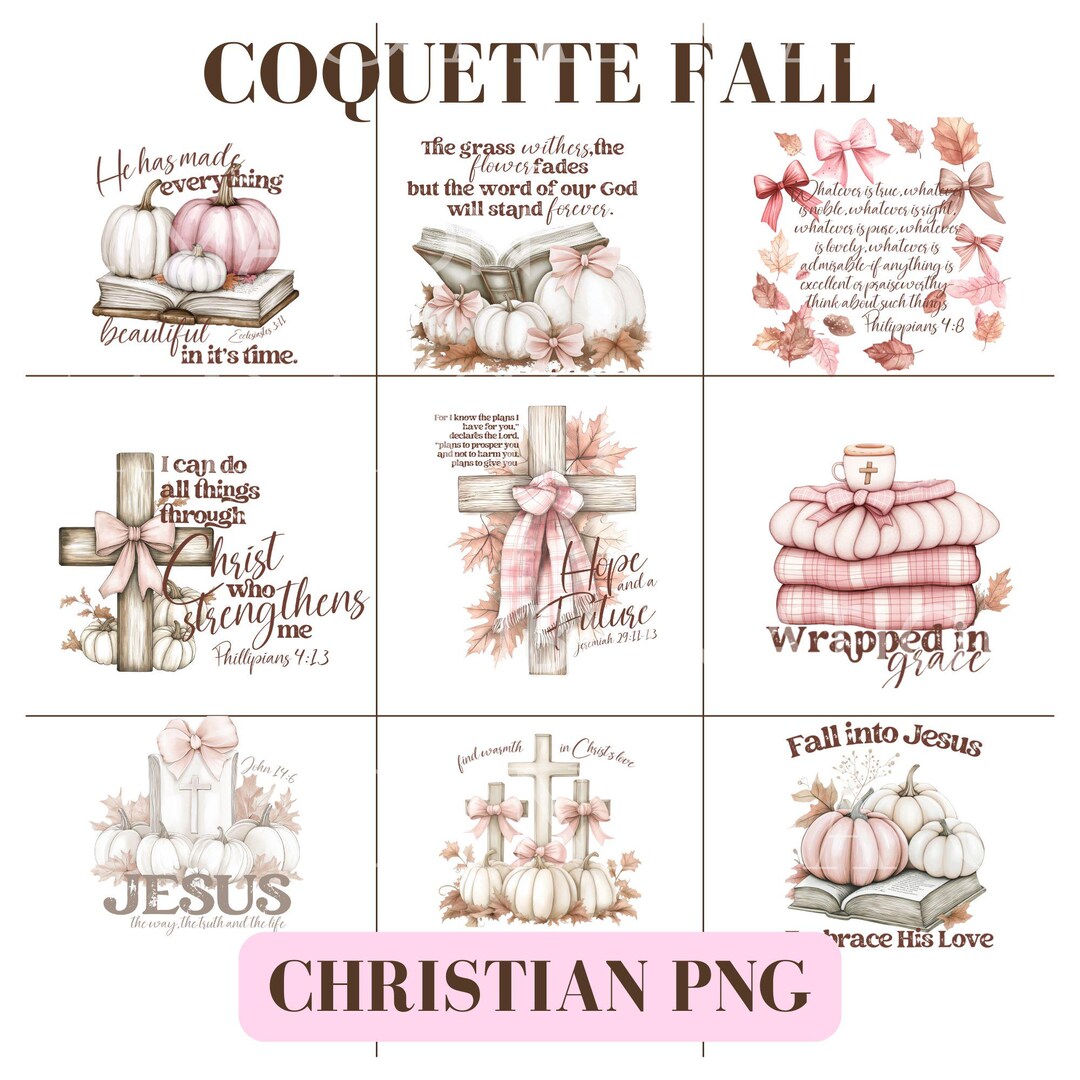 Coquette Fall Christian Affirmation Png, Fall Bible Verse Png, Autumn ...