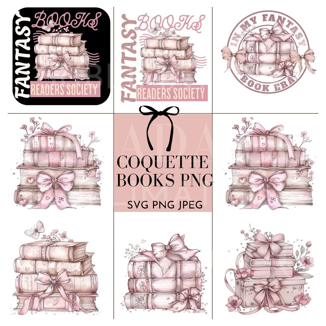 Coquette PNG Bundle, Coquette Book Lover SVG, Fantasy Books Coquette ...