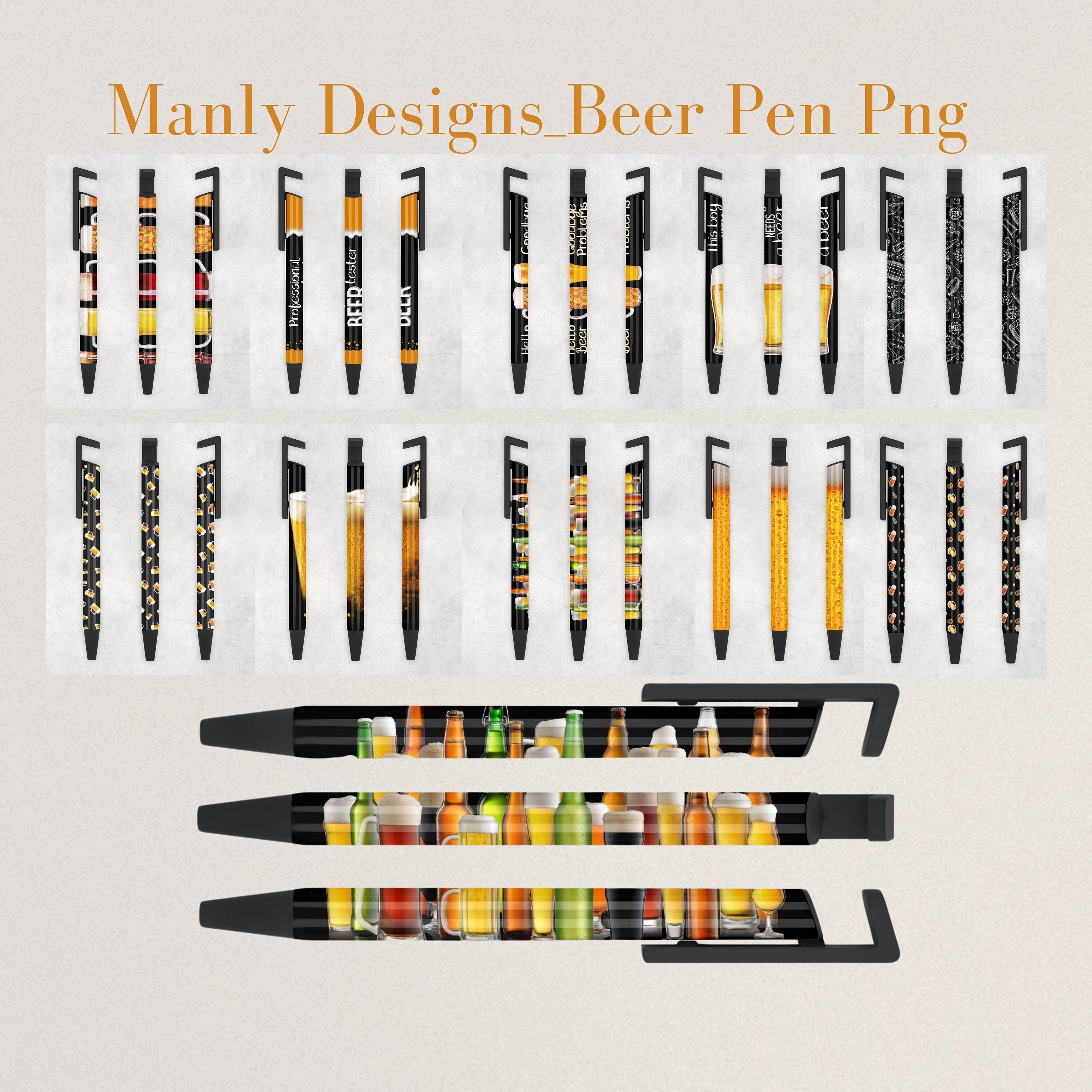 Manly Design Pen Wraps Sublimation Download Png Funny Beer Pen Wraps 1 ...