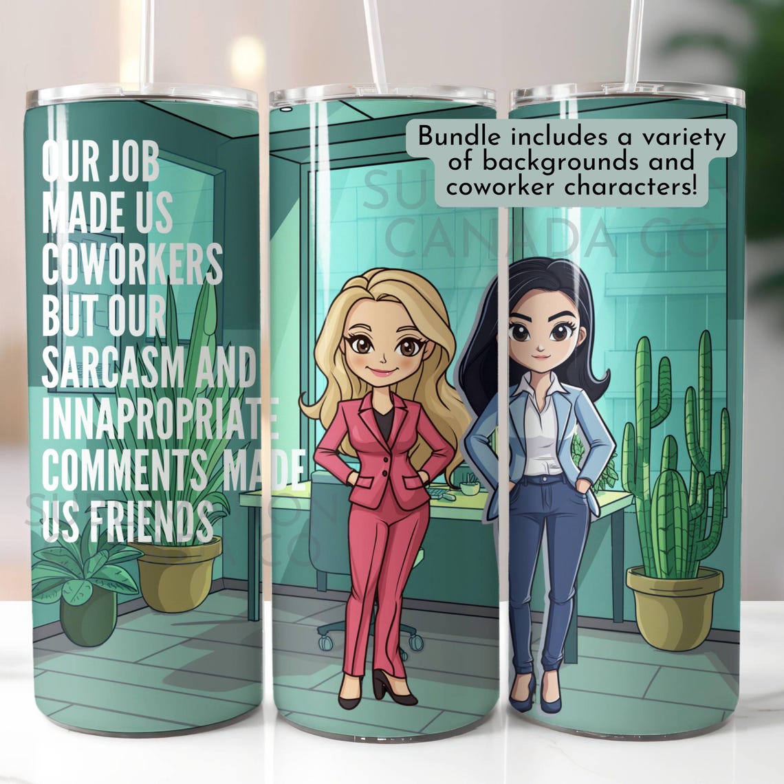 Coworker Tumbler 20 Oz Png Bundle Customizable Office Friends Tumbler ...