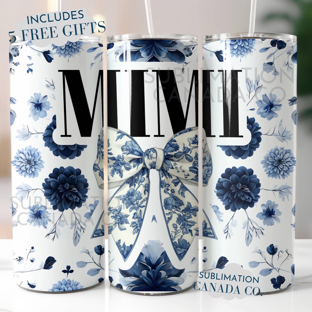 Mimi Chinoiserie Coquette Bow Wrap Png, 20 Oz Mimi Tumbler Wrap ...