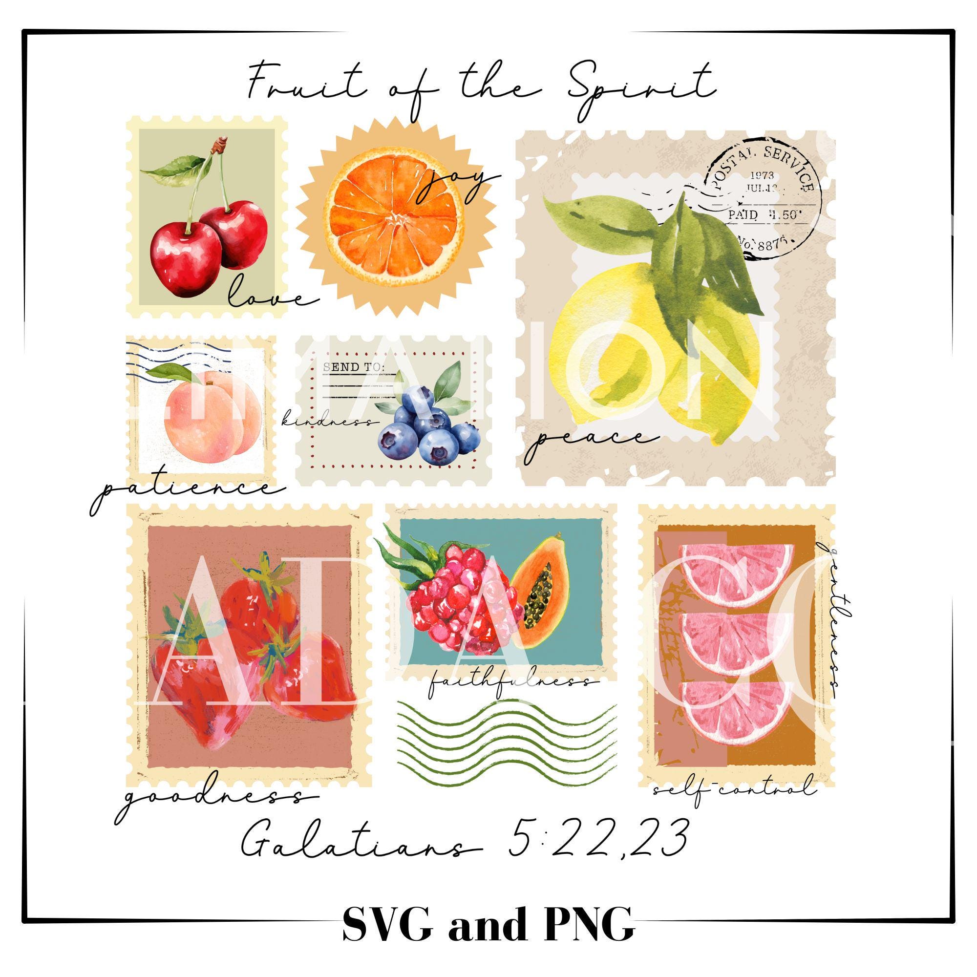 Fruit of the Spirit Png, Christian Fruit Stamp Design, Bible Verse Png ...