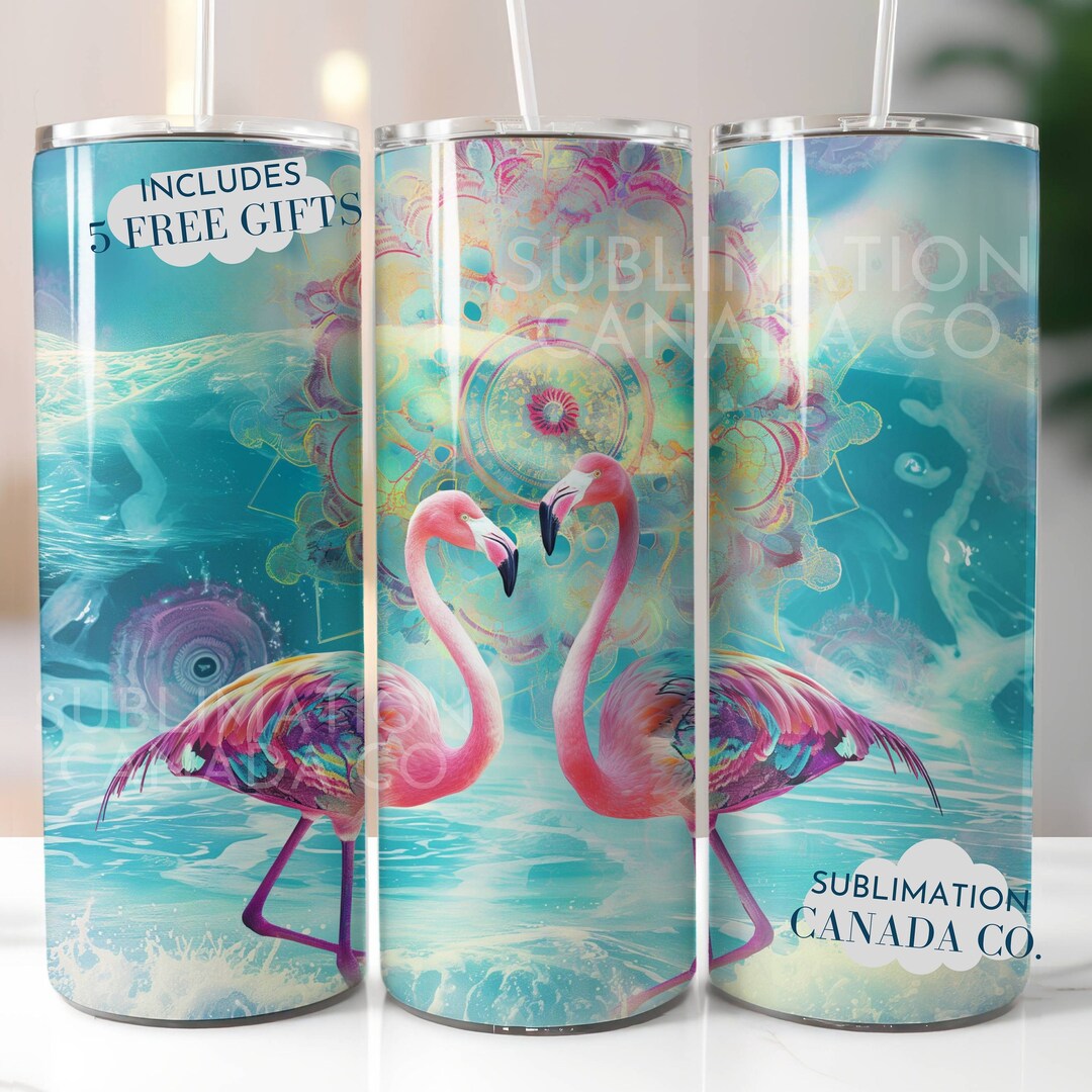 Flamingo Wraps 20 Oz Tumbler Png Beach and Ocean Tumbler Wraps Tropical ...