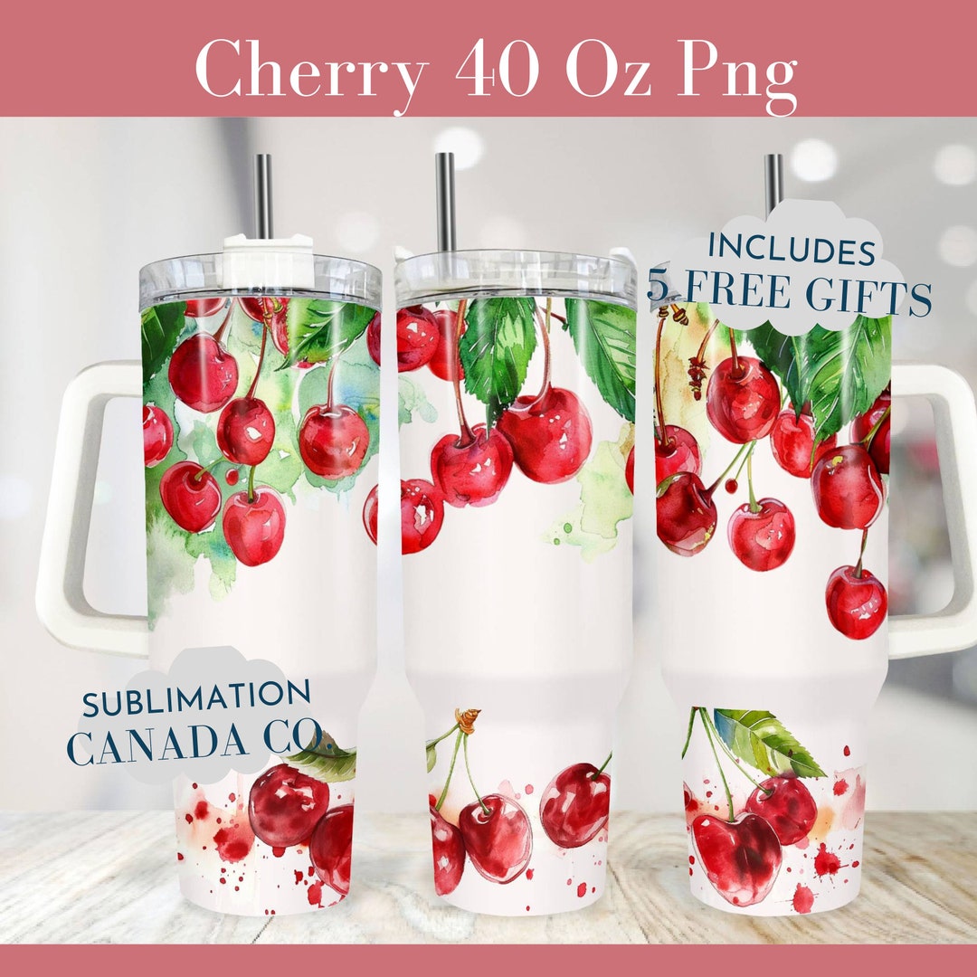 Cherry 40 Oz Tumbler Wrap, 40 Oz Wrap Personalizable Cherry Sublimation ...