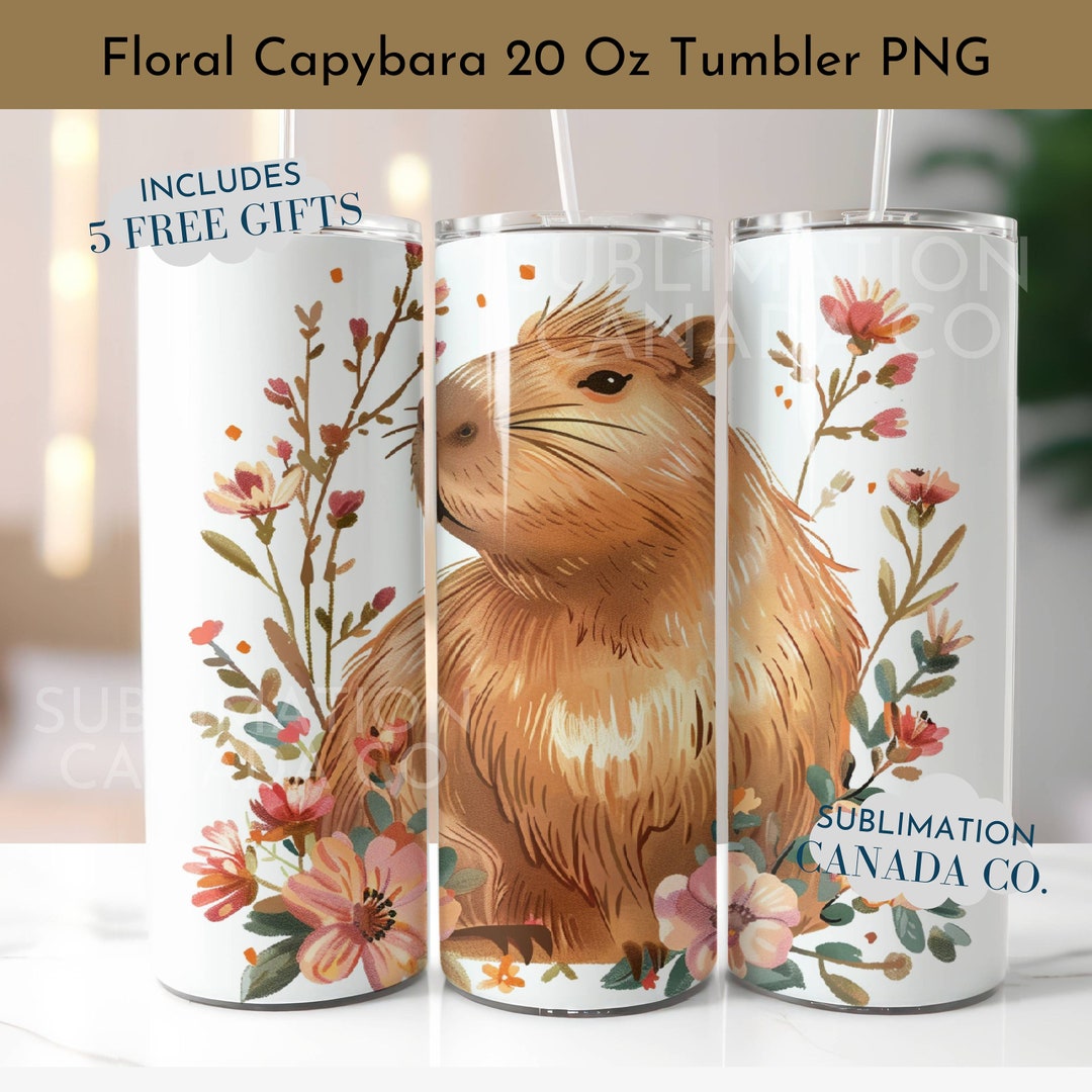 Capybara Wrap Png 20 Oz Floral Capybara Lover Tumbler Wrap Digital ...