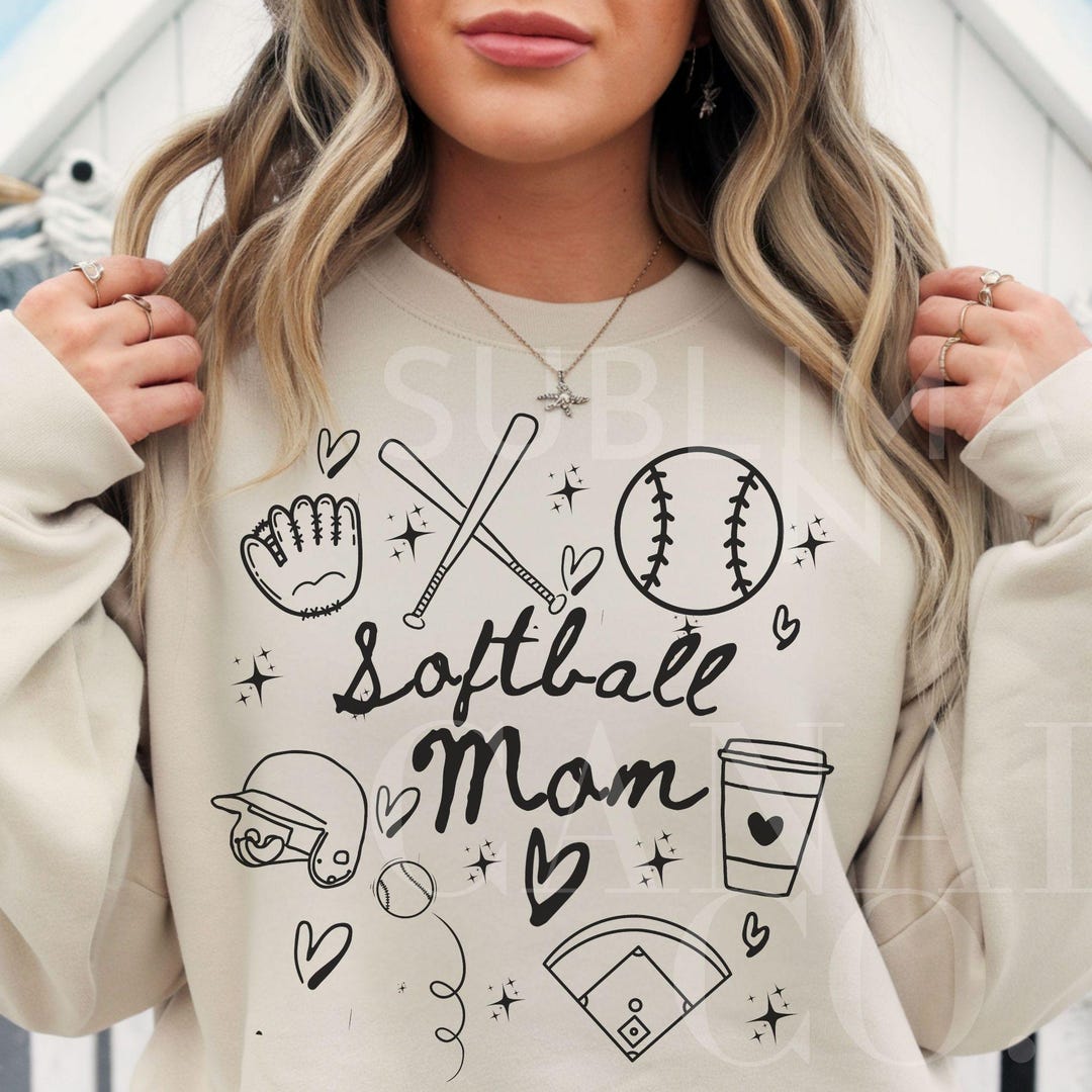 Softball Mom PNG, Doodle Hand Drawn Softball Png,softball Mama Svg ...