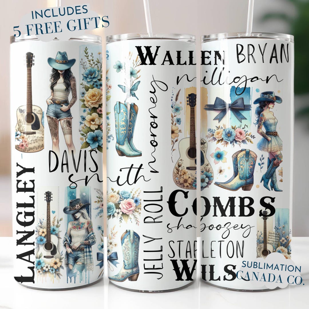 Country Music Singers 20 Oz Tumbler Wrap,20 Oz Wrap Country Stars Png ...