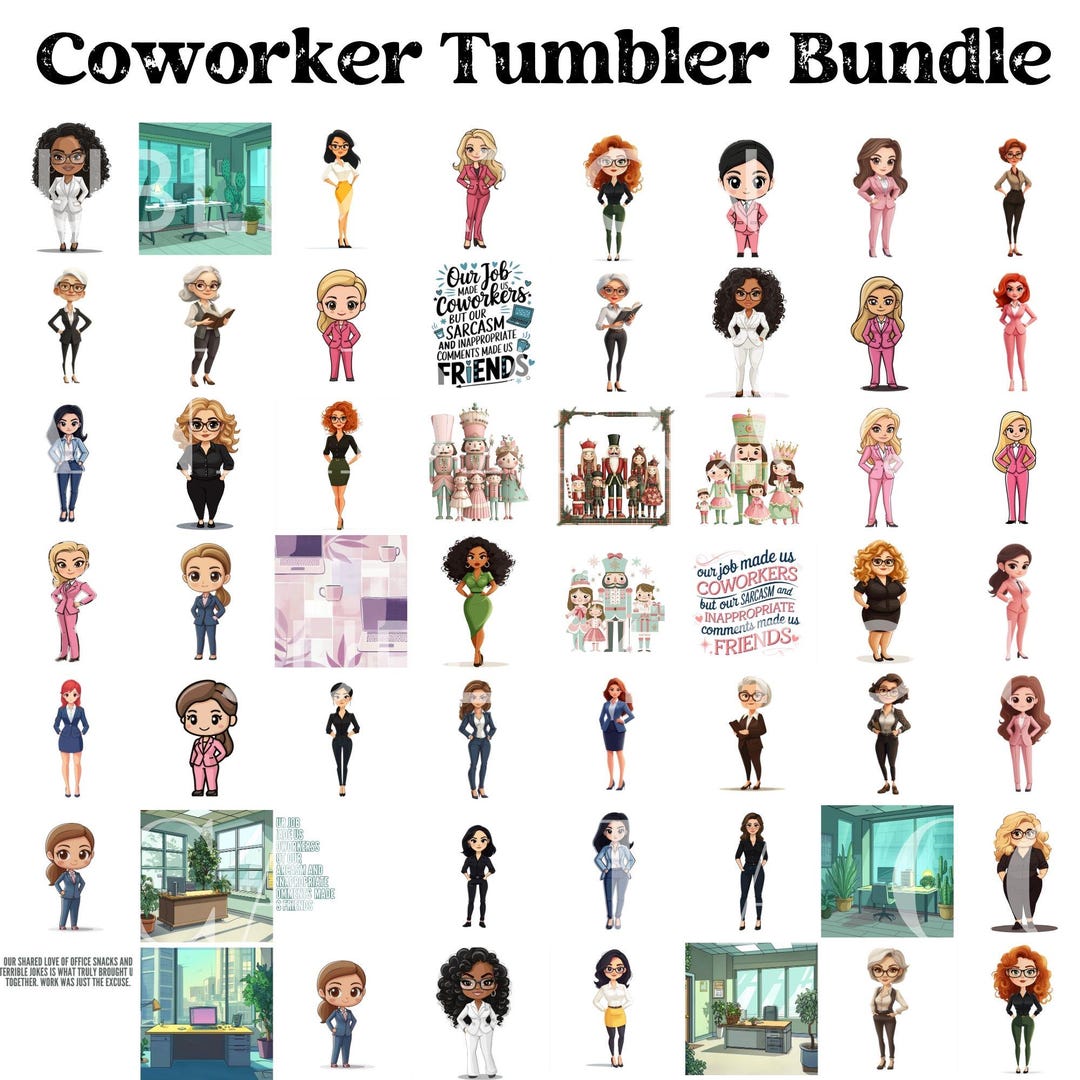 Coworker Tumbler 20 Oz Png Bundle Customizable Office Friends Tumbler ...