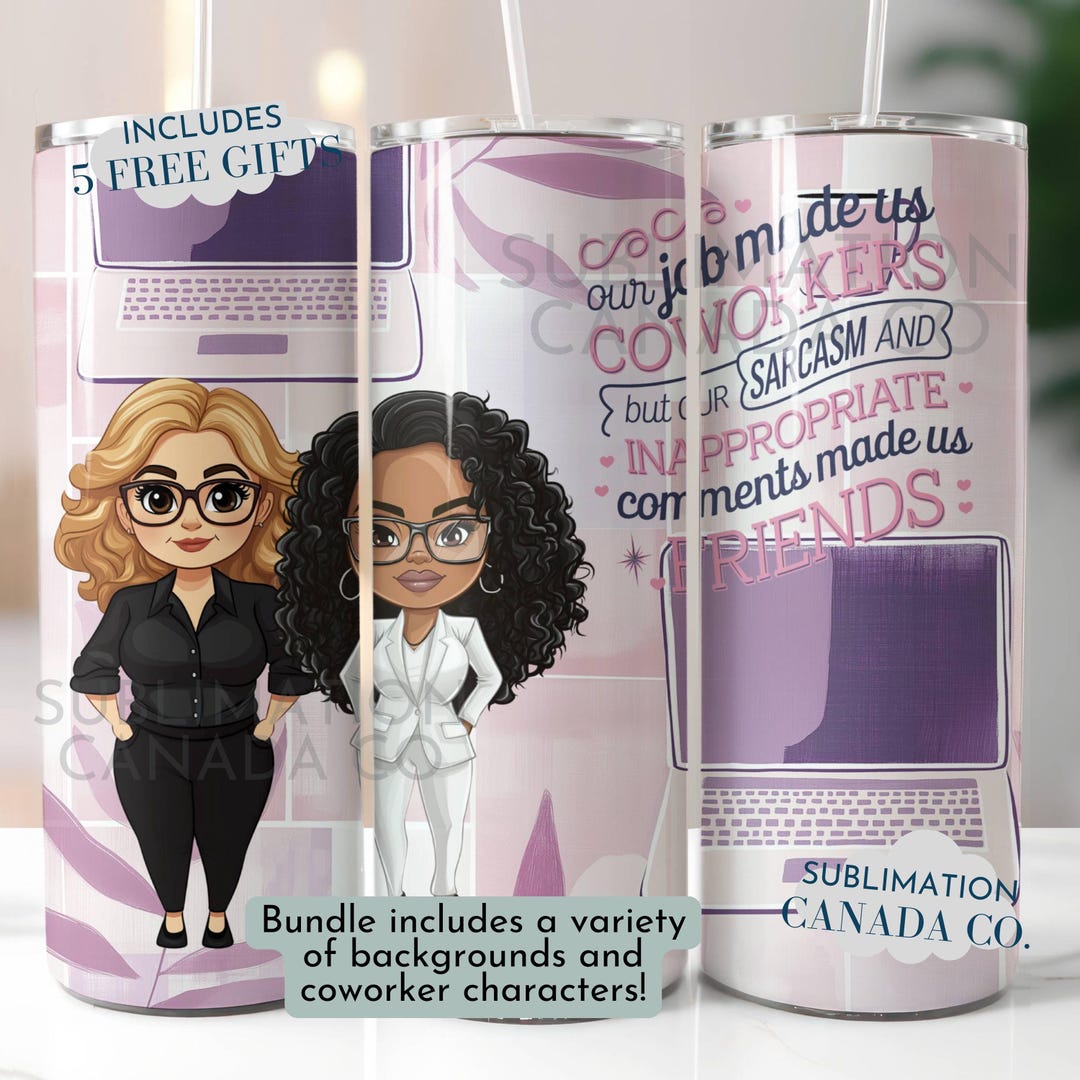 Coworker Tumbler 20 Oz Png Bundle Customizable Office Friends Tumbler ...
