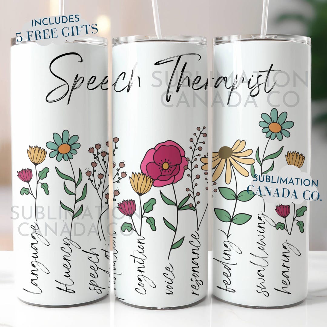 Floral Speech Therapist Wrap Png 20 Oz Wildflower Language Tumbler Wrap ...