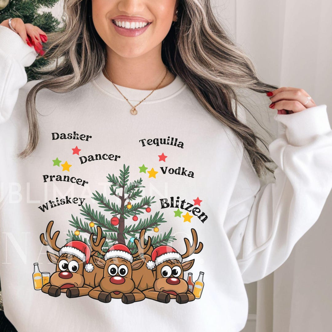Funny Christmas Png/svg, Drunk Reindeer Png, Santas Nice List Christmas Tshirt Sublimation ...