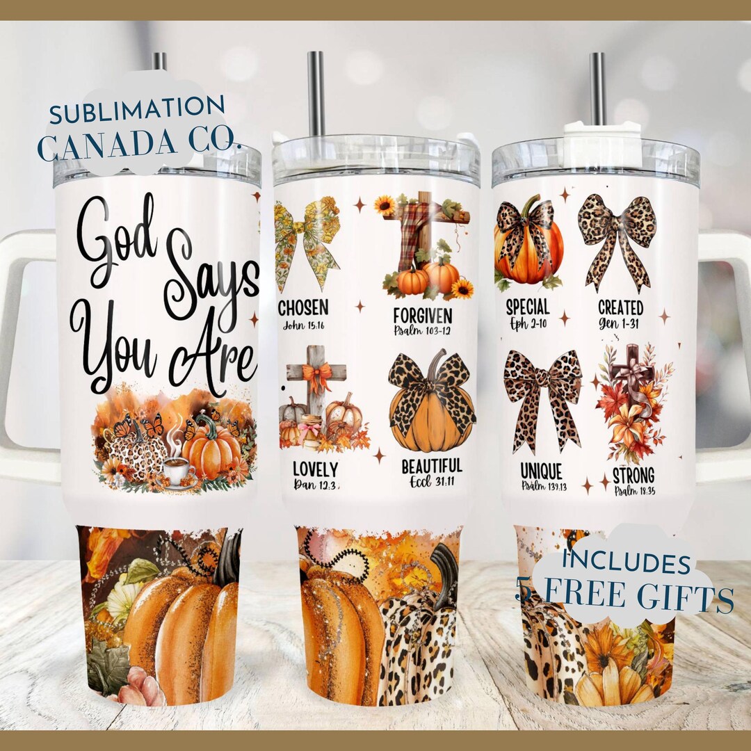 Fall Christian Affirmation Tumbler Wrap Fall Bible Verse 40 Oz Tumbler ...
