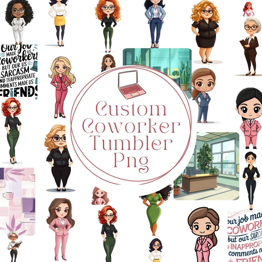 Coworker Tumbler 20 Oz Png Bundle Customizable Office Friends Tumbler ...