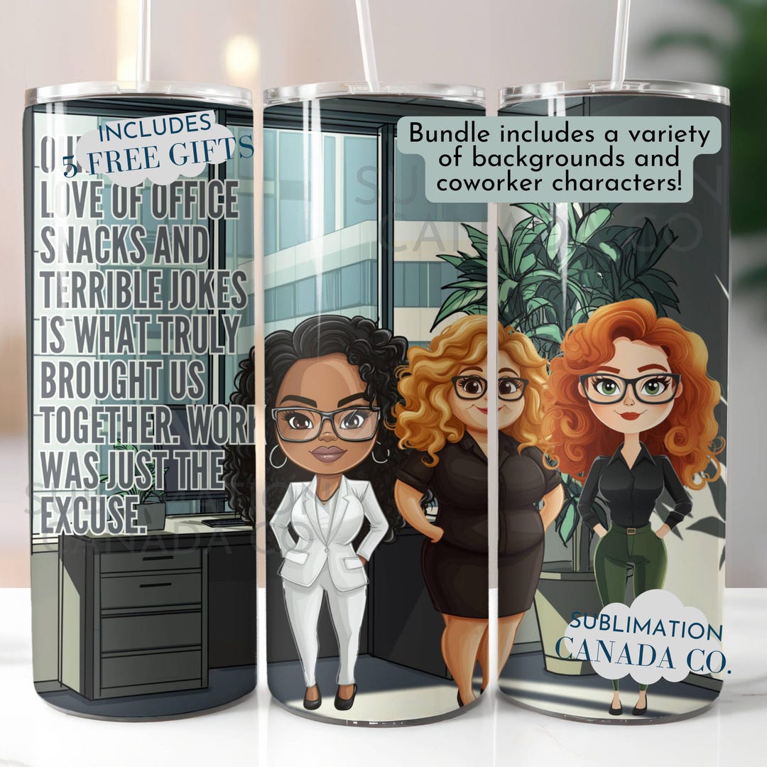 Coworker Tumbler 20 Oz Png Bundle Customizable Office Friends Tumbler ...