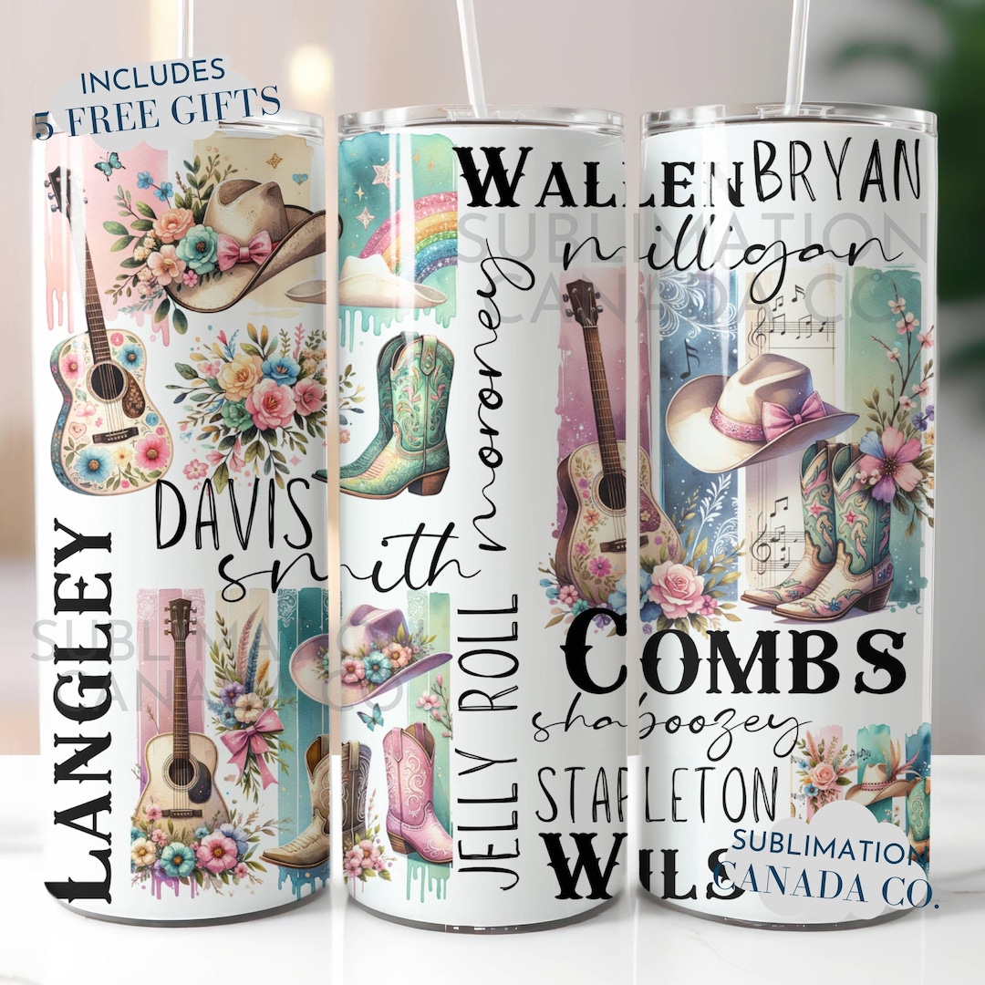 Country Music Singers 20 Oz Tumbler Wrap,20 Oz Wrap Country Stars Png ...