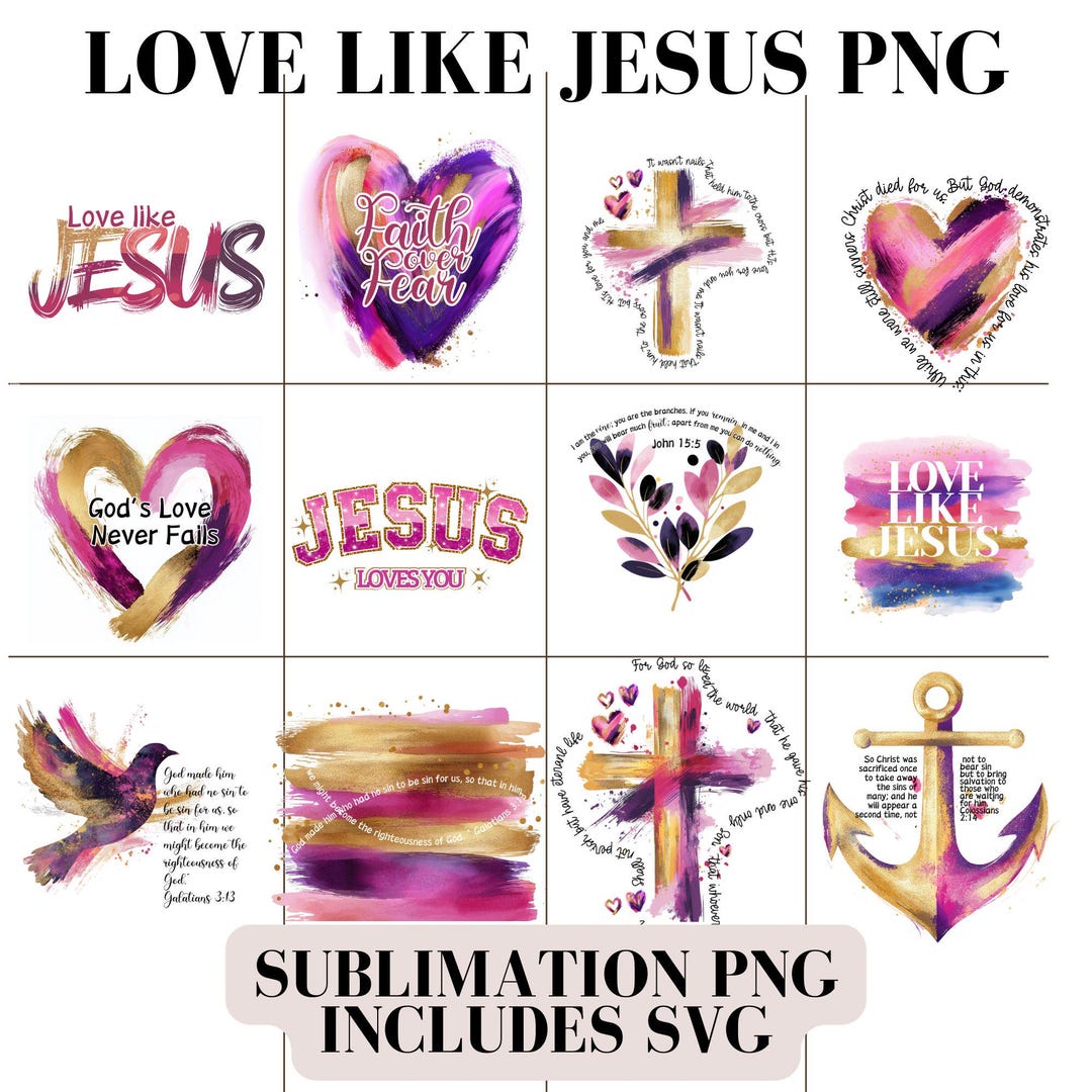 Colorful Christian PNG, Brush Strokes Christian Designs SVG, Love Like ...