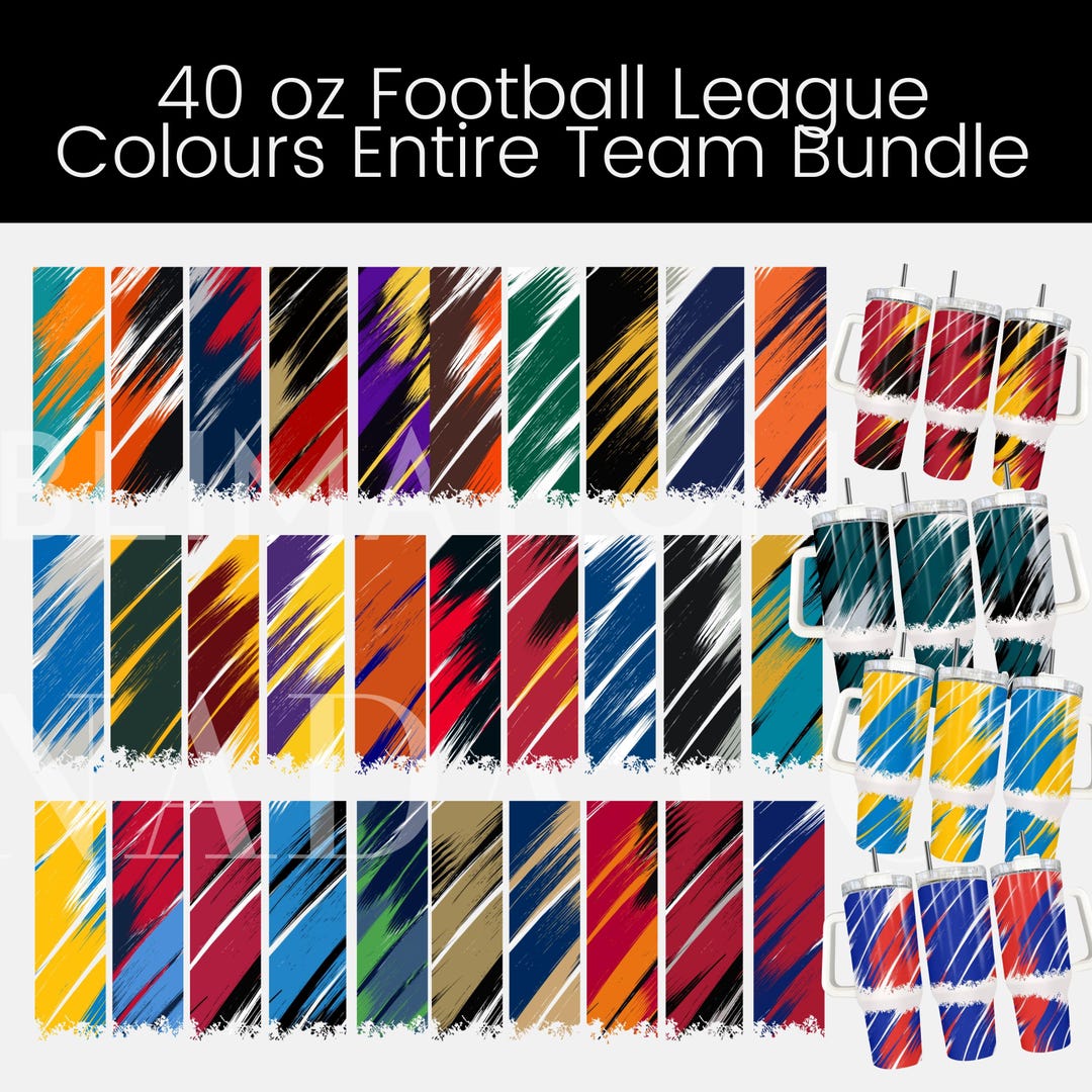 Sports Team Football 40 Oz Tumbler Wrap Bundle,whole Football League ...