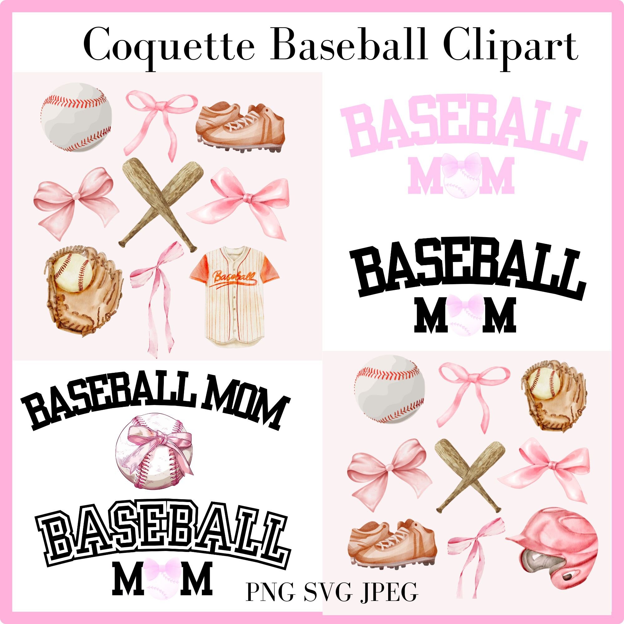 Coquette Baseball Mom Png, Baseball SVG Bundle, Digital Download Only ...