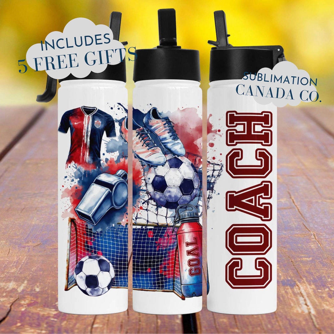 Soccer Coach 25 Oz Hydro Sport Wrap,20 Oz Wrap Water Bottle Png Soccer ...