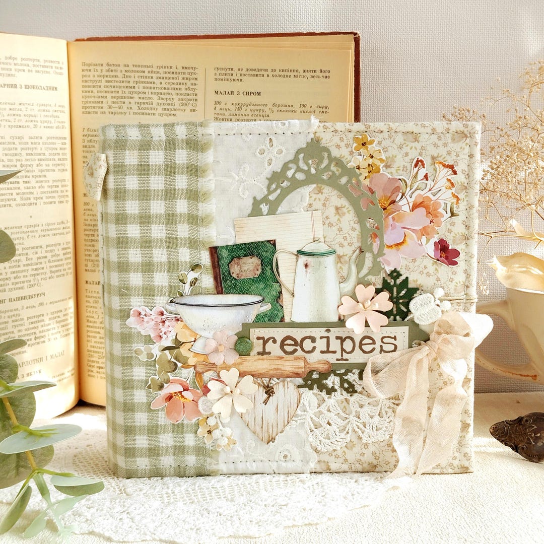 Romantic Farmhouse Recipe Junk Journal / Handmade Shabby Chic Cookbook ...