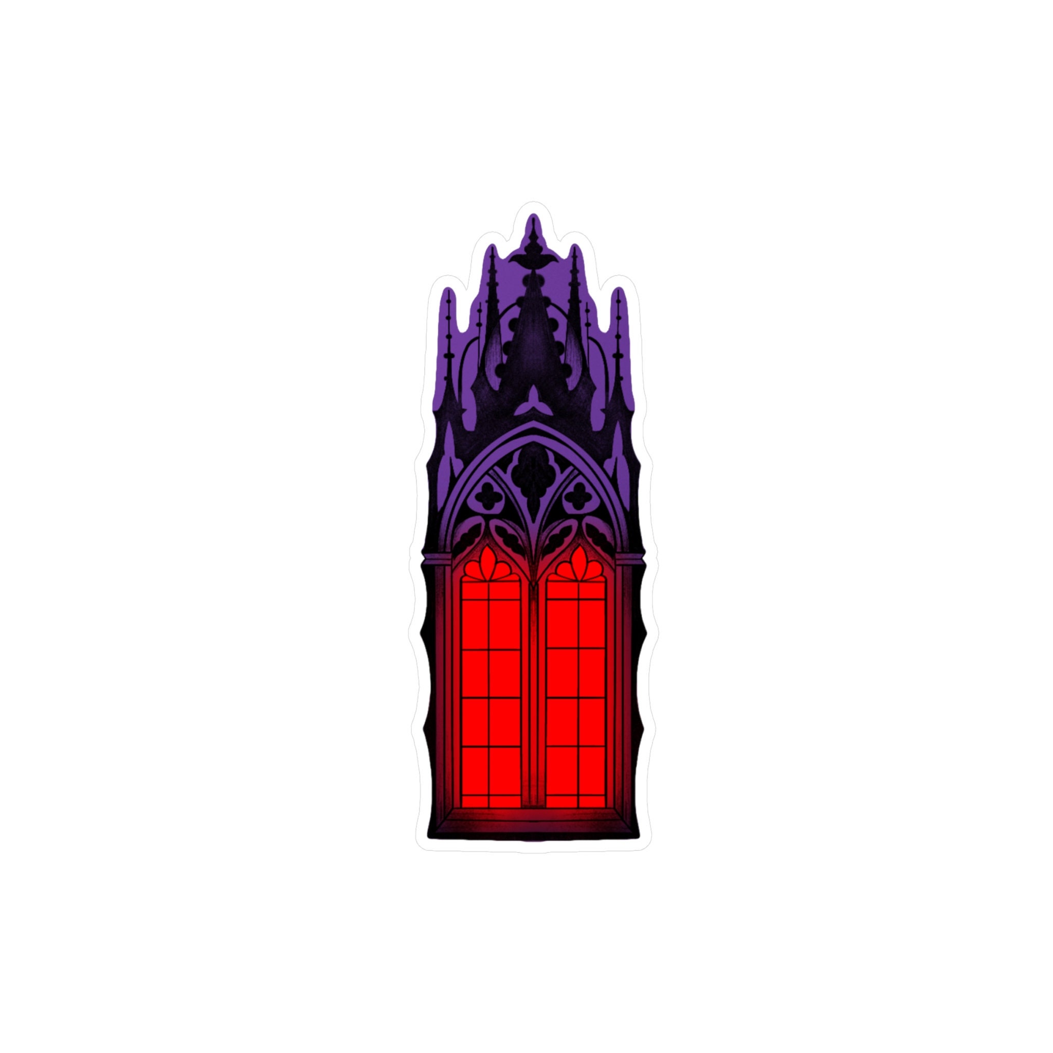 Red Gothic Window Sticker I Glowing Window I Hand Drawn I Goth I ...