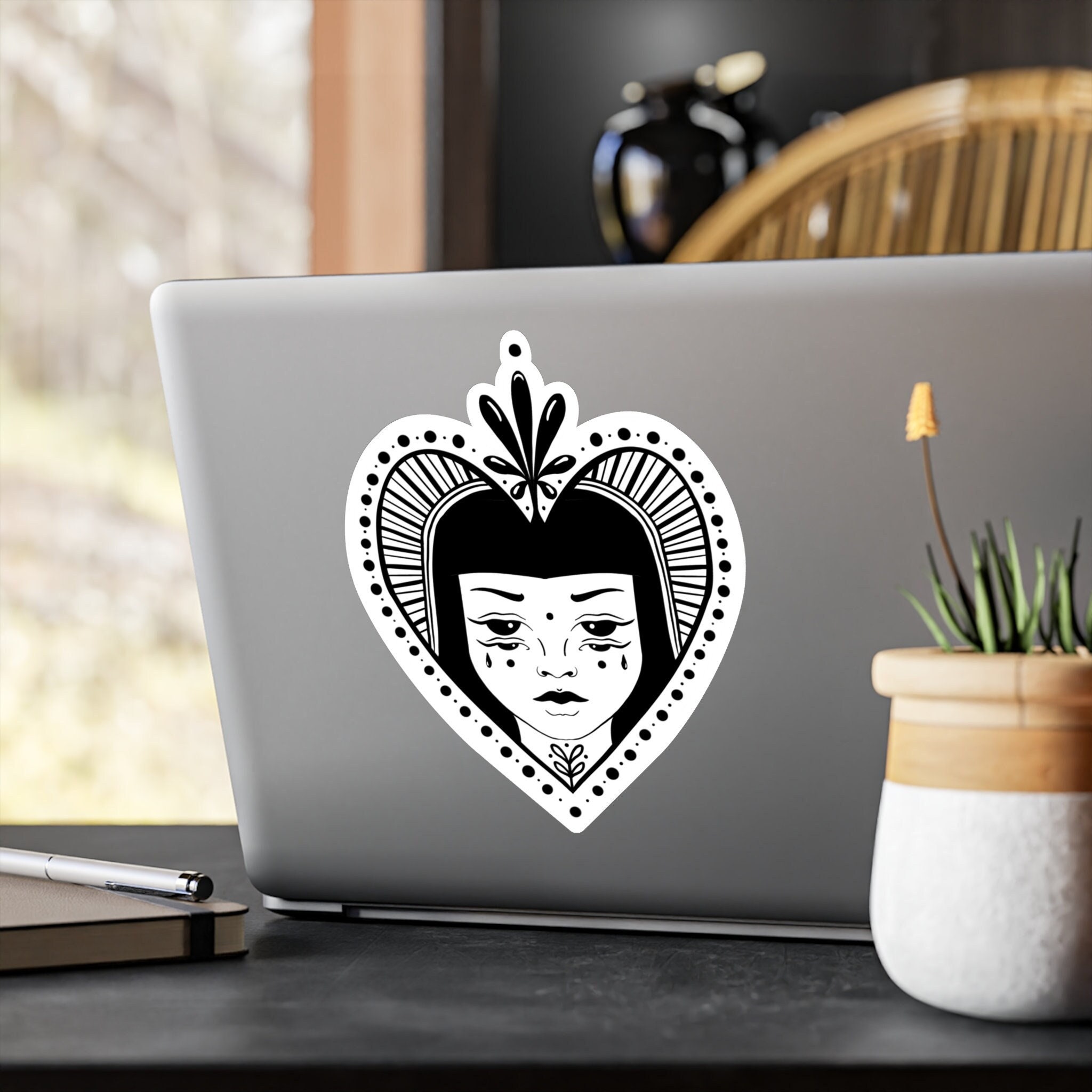 Crying Goth Girl Sticker I Black and White Sticker I Goth Sticker I ...