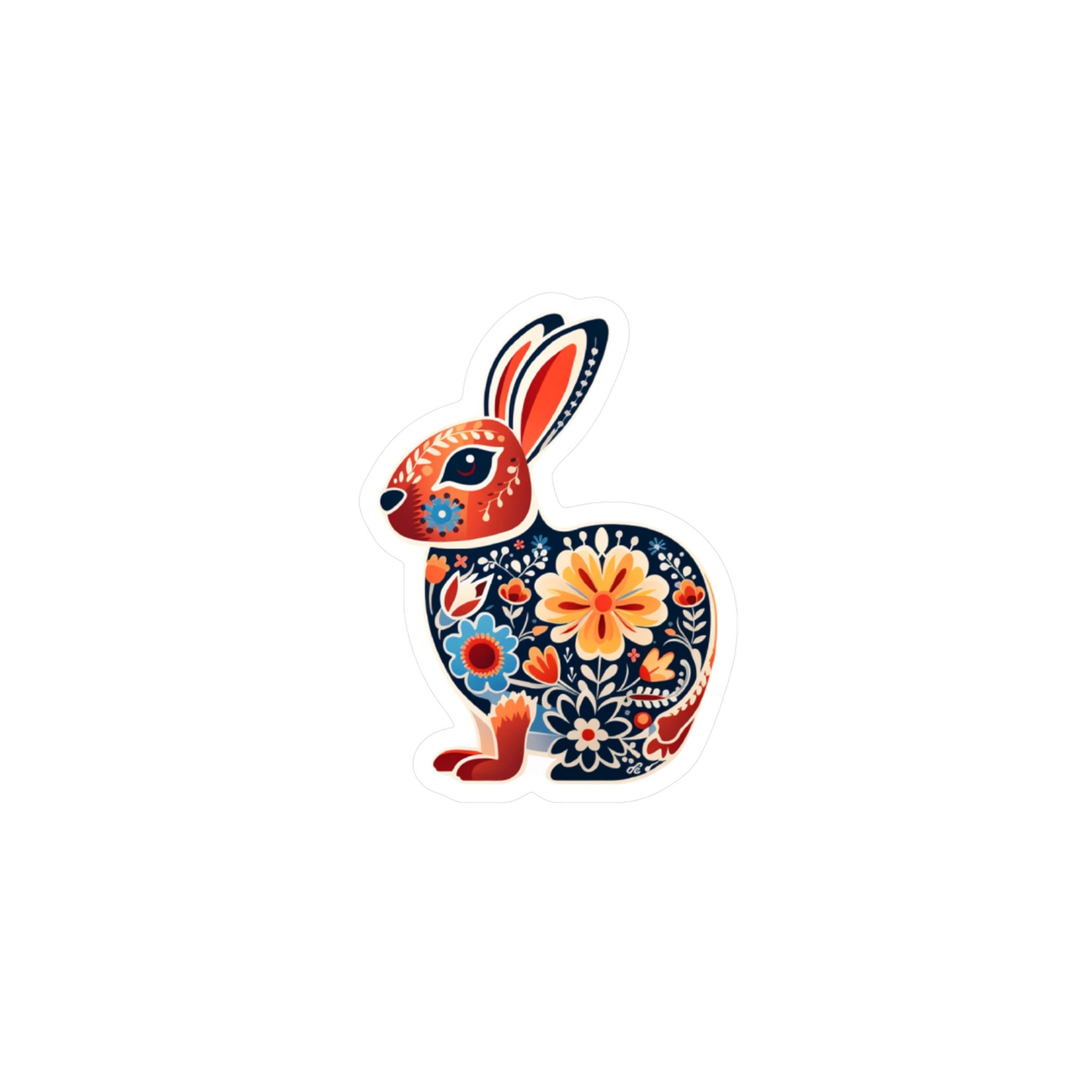 Folk Art Rabbit Decal I Vinyl Decal I Cute Bunny Sticker I Folk Art ...