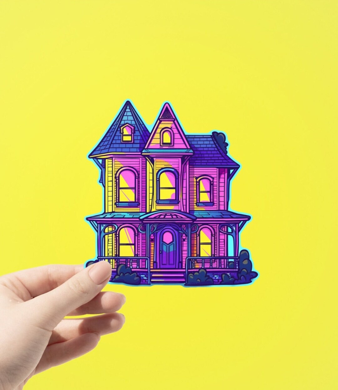 Neon Victorian Mansion - Etsy