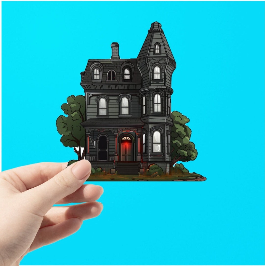 Black Victorian Mansion Sticker - Etsy
