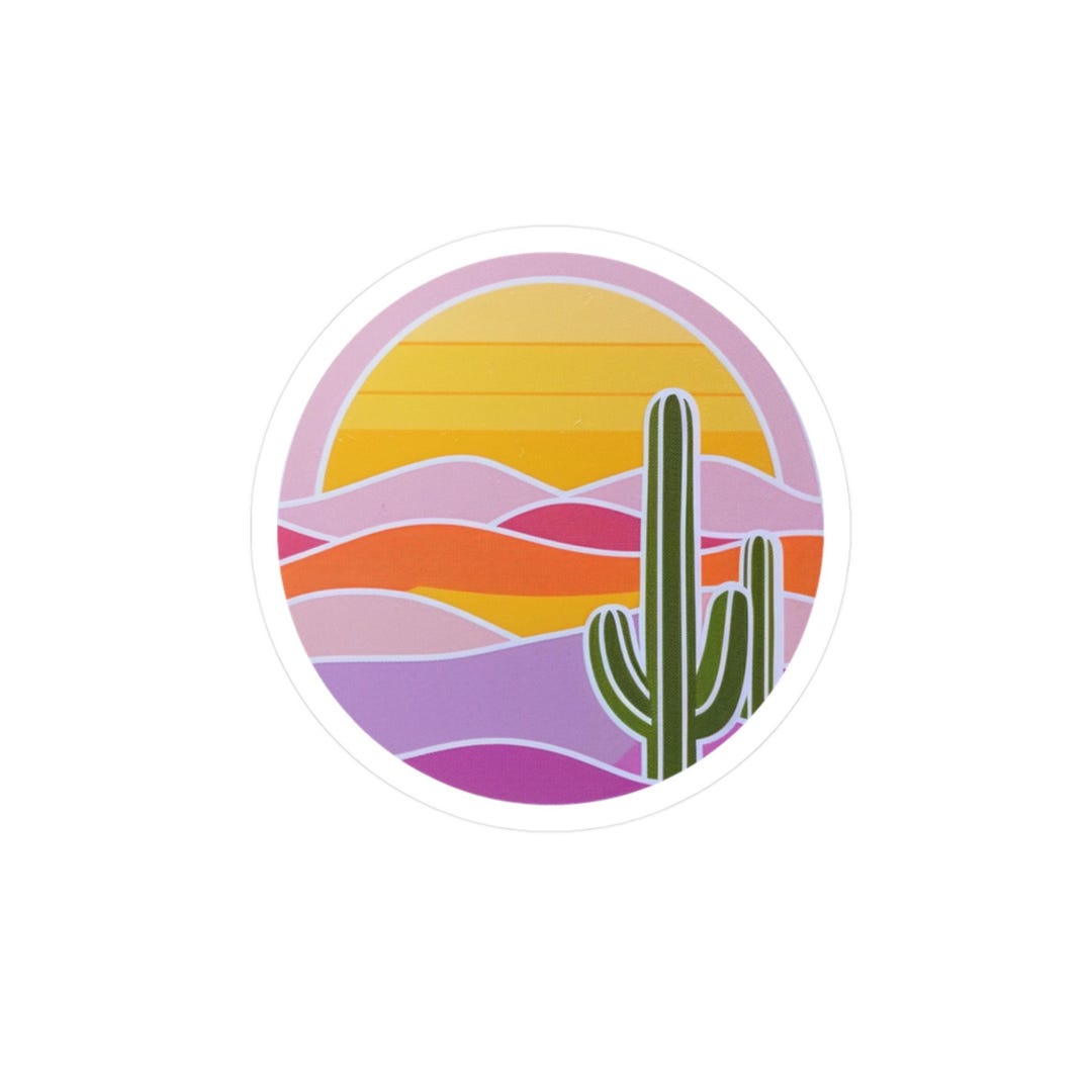 Circular 80's Desert Sticker I Desert Sunset I Southwest Sticker I ...