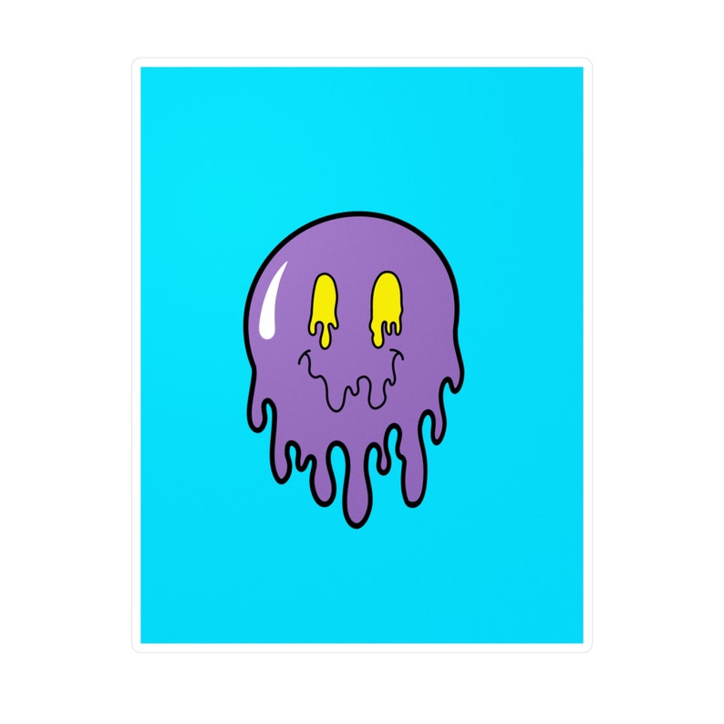 Colorful Dripping Smiley Sticker - Etsy