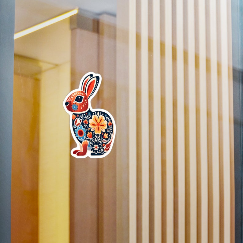 Folk Art Rabbit Decal I Vinyl Decal I Cute Bunny Sticker I Folk Art ...