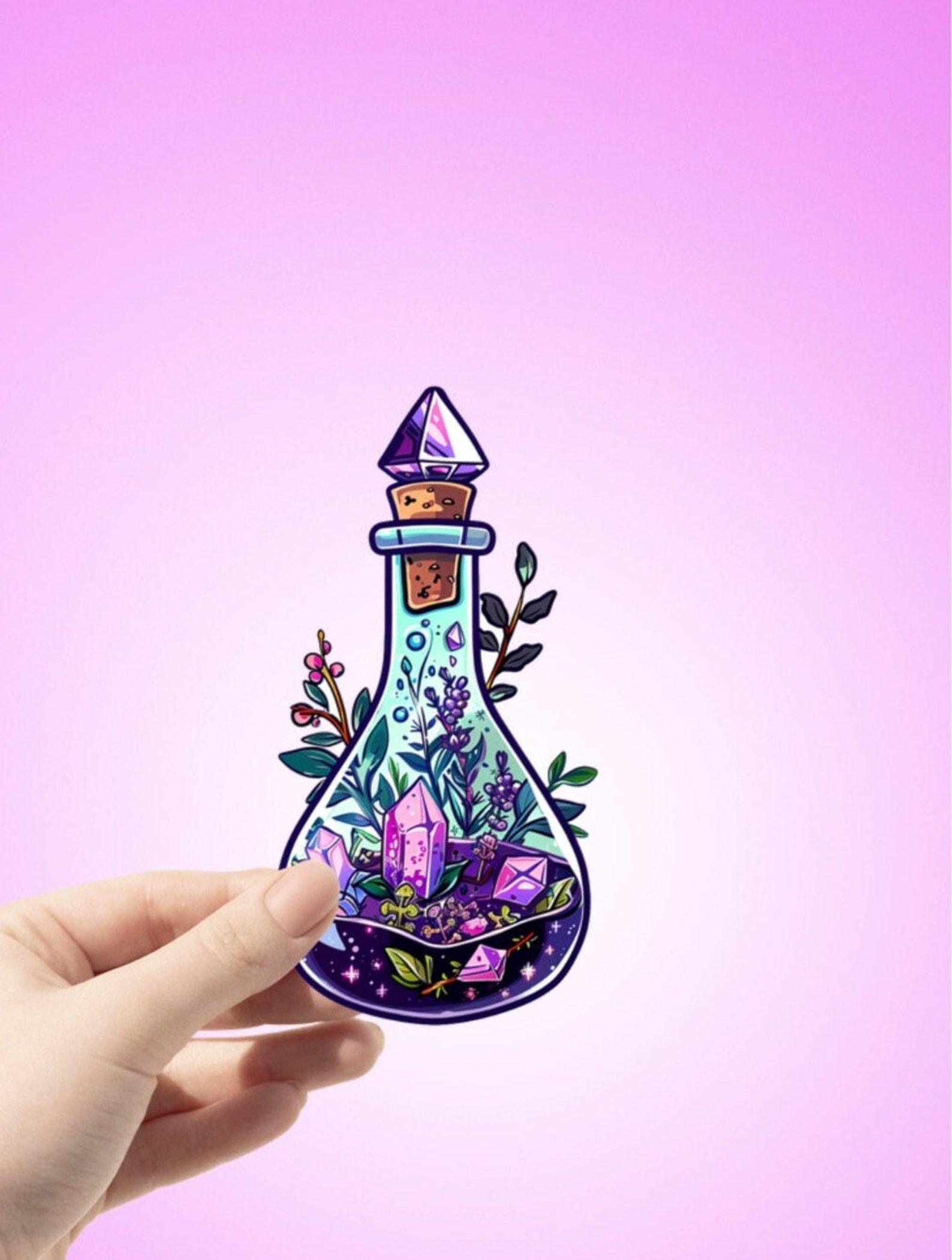 Purple Herbs and Crystal Potion Bottle Sticker - Etsy